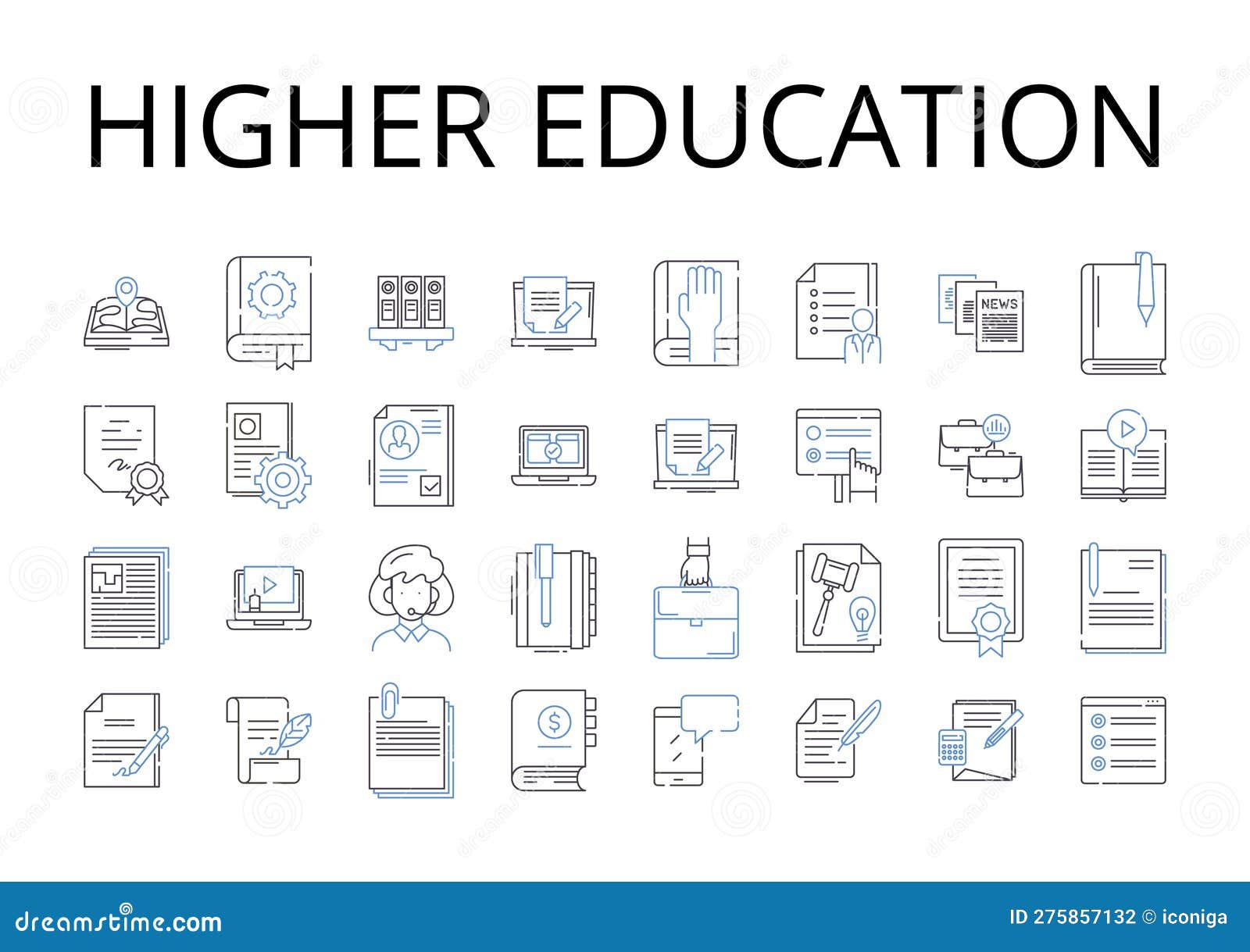 Higher Education Line Icons Collection. Advanced Learning, Further ...