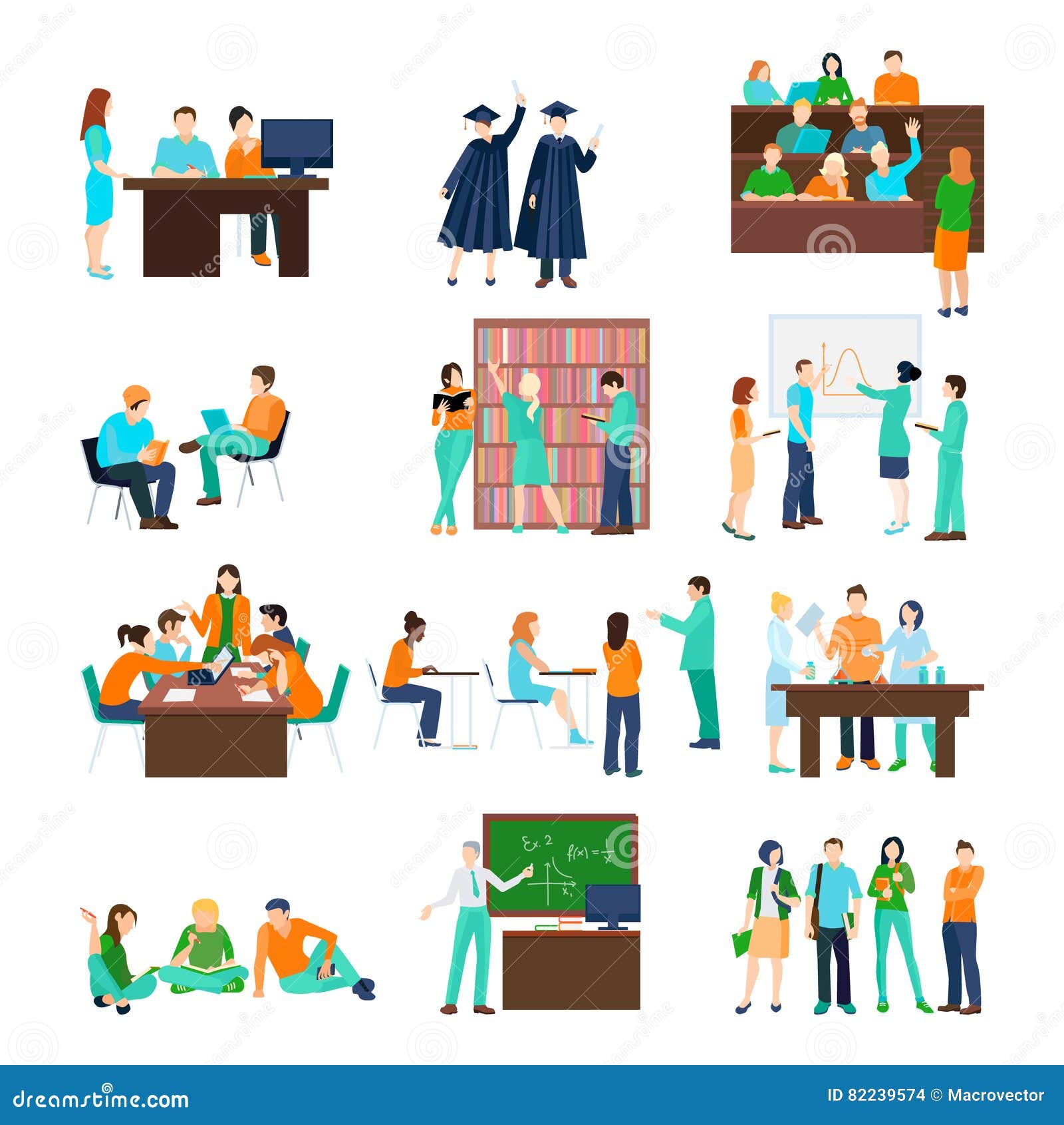 Higher Education Person Set Stock Vector - Illustration of meeting ...