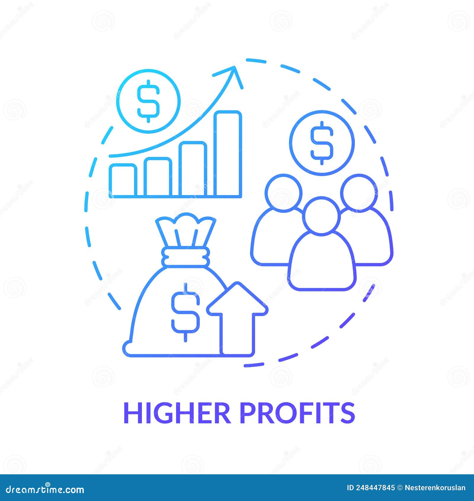 Higher Profits Blue Gradient Concept Icon Stock Vector - Illustration ...