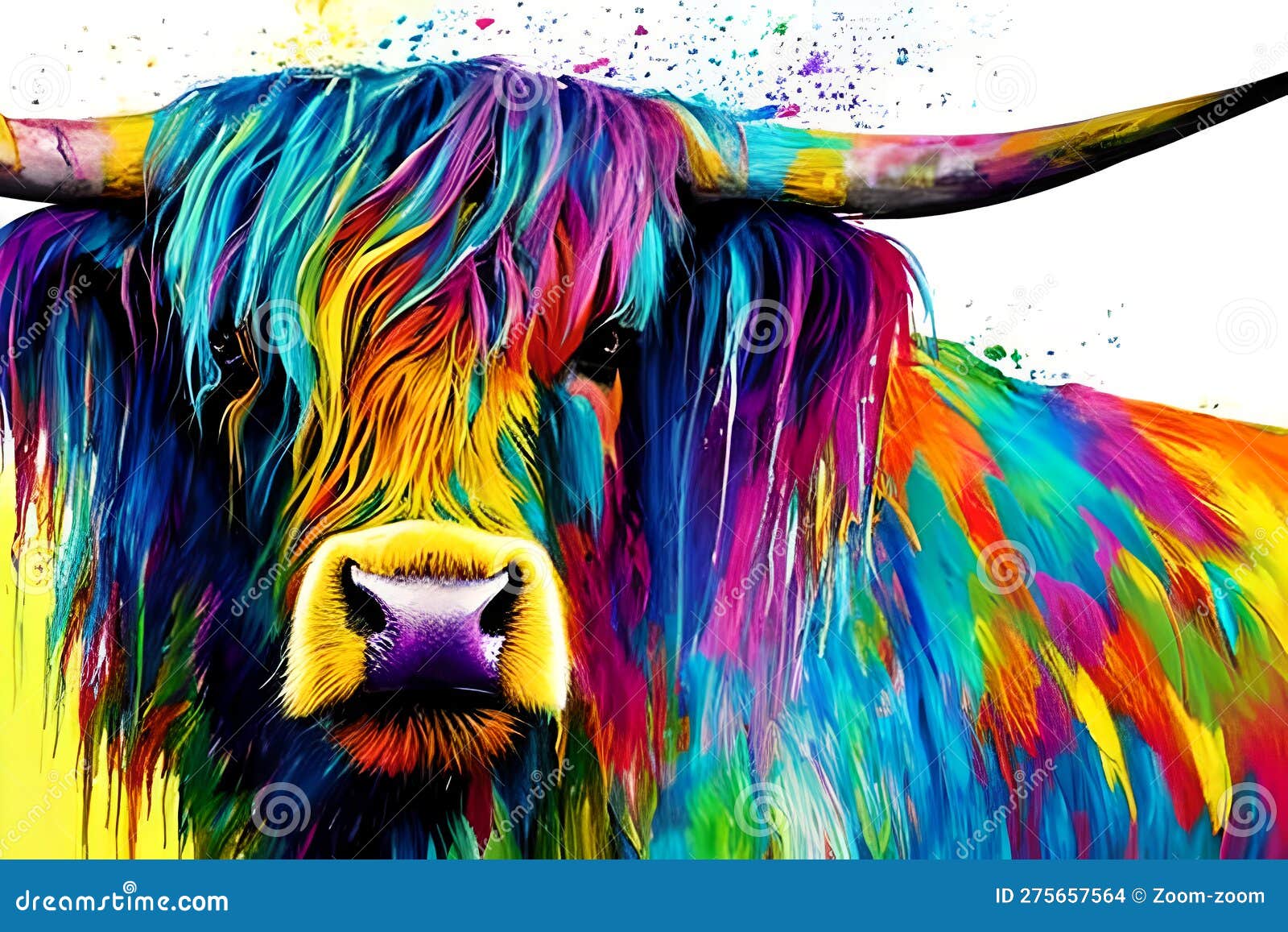 Highland Cow of Different Colors Stock Illustration - Illustration of ...