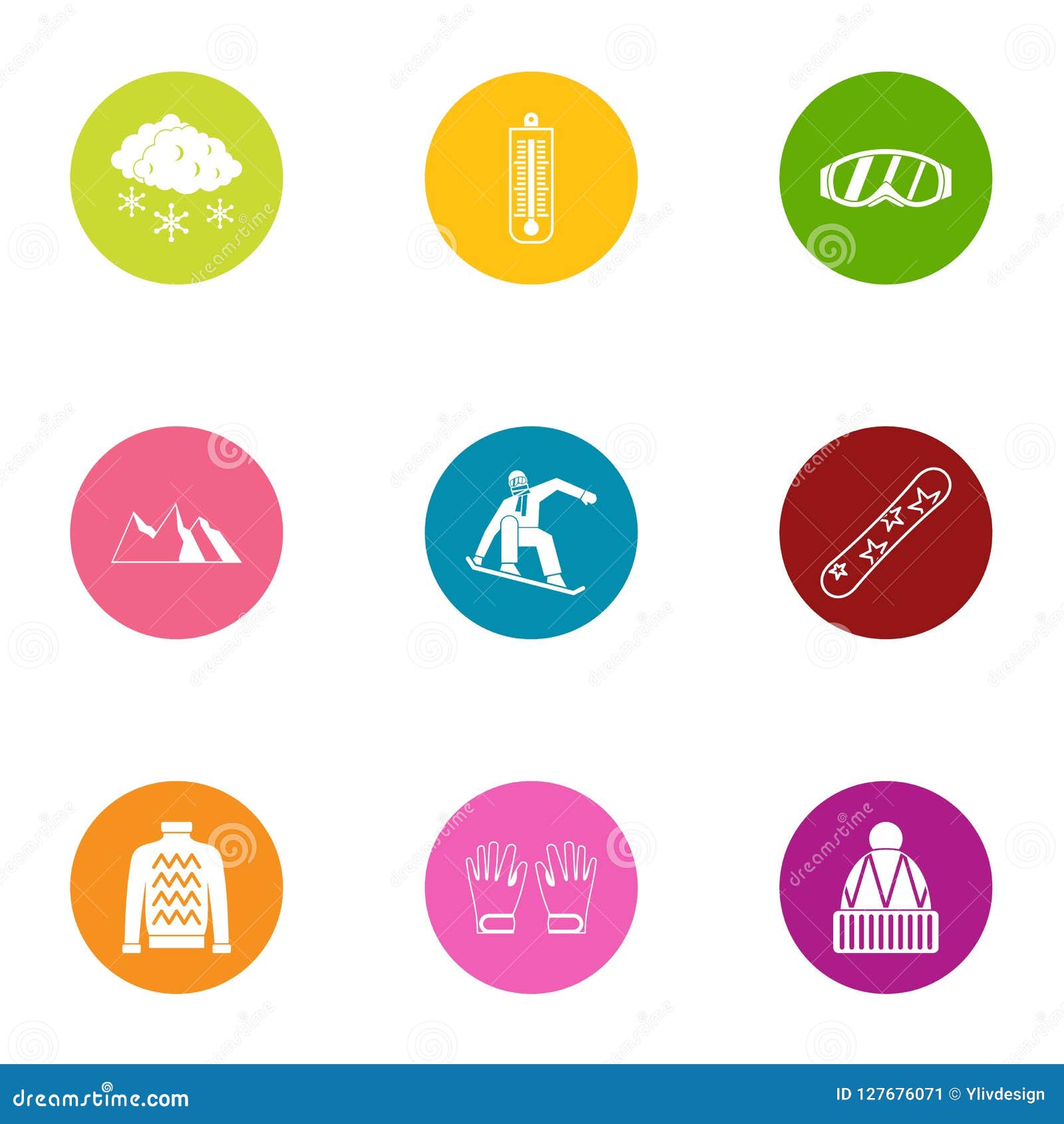Highland Icons Set, Flat Style Stock Vector - Illustration of icons ...
