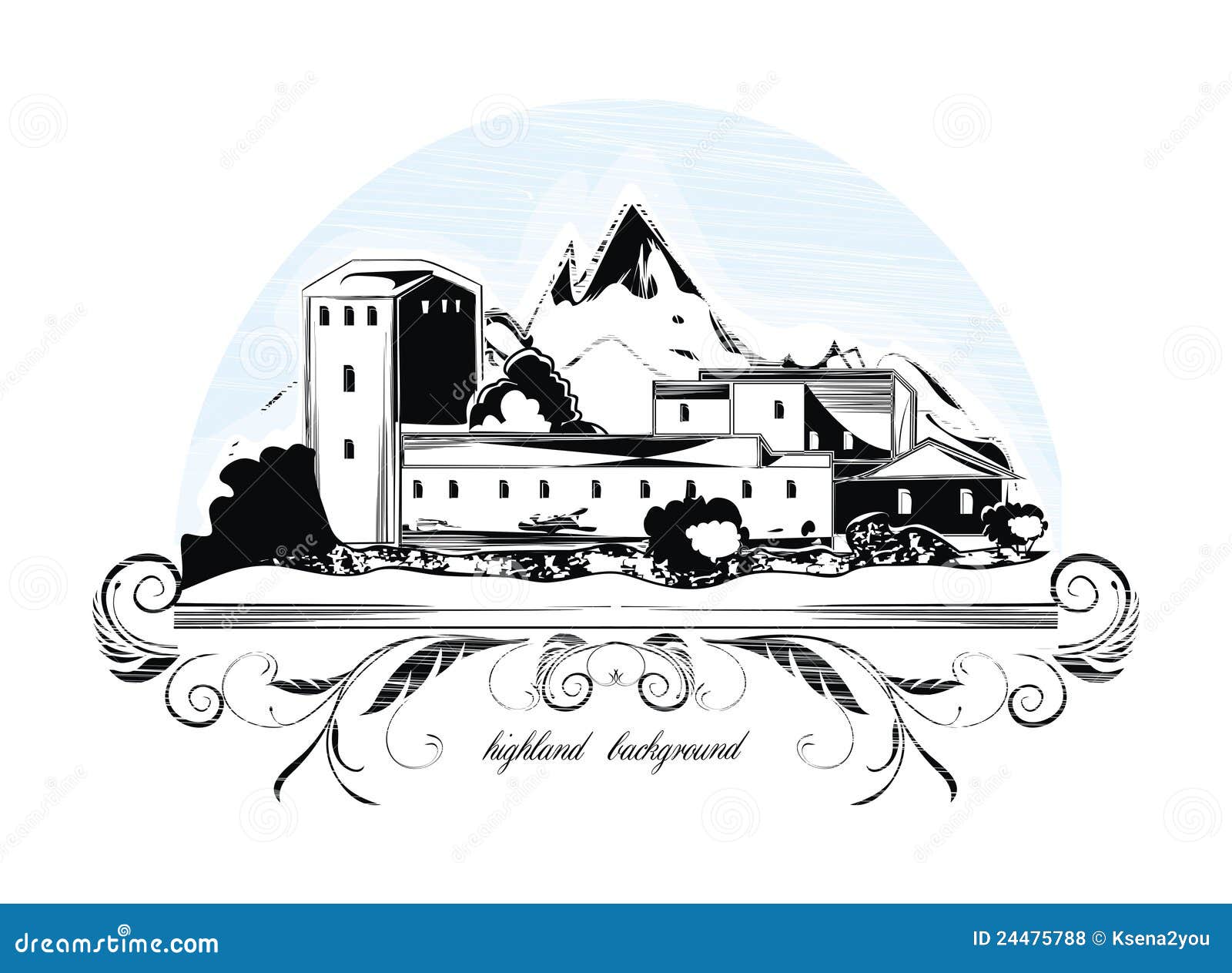 Highland Landscape - Vector Drawing Stock Vector - Illustration of land ...