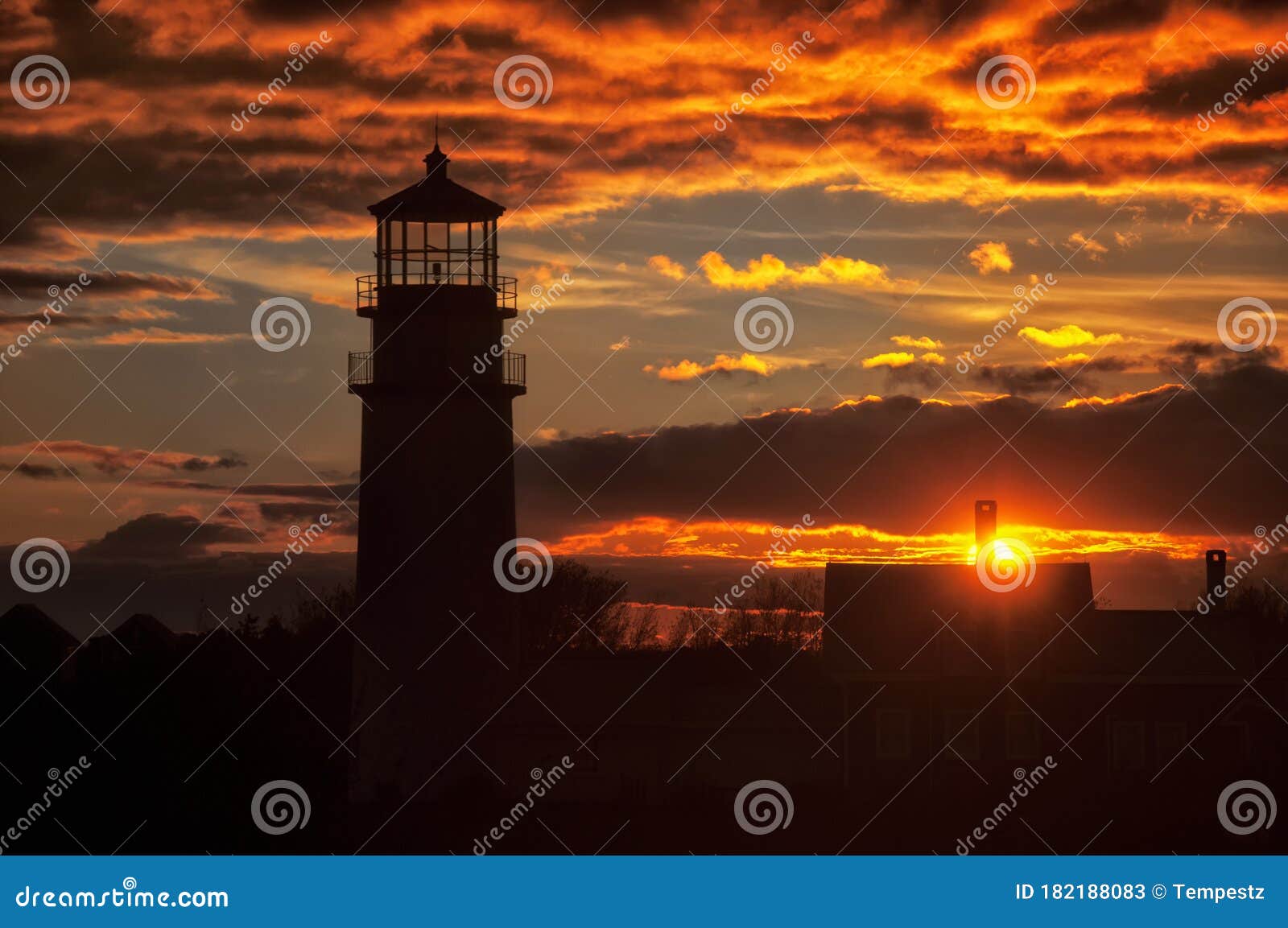 Highland Lighthouse Cape Cod Dramatic Sunset Stock Image - Image of ...
