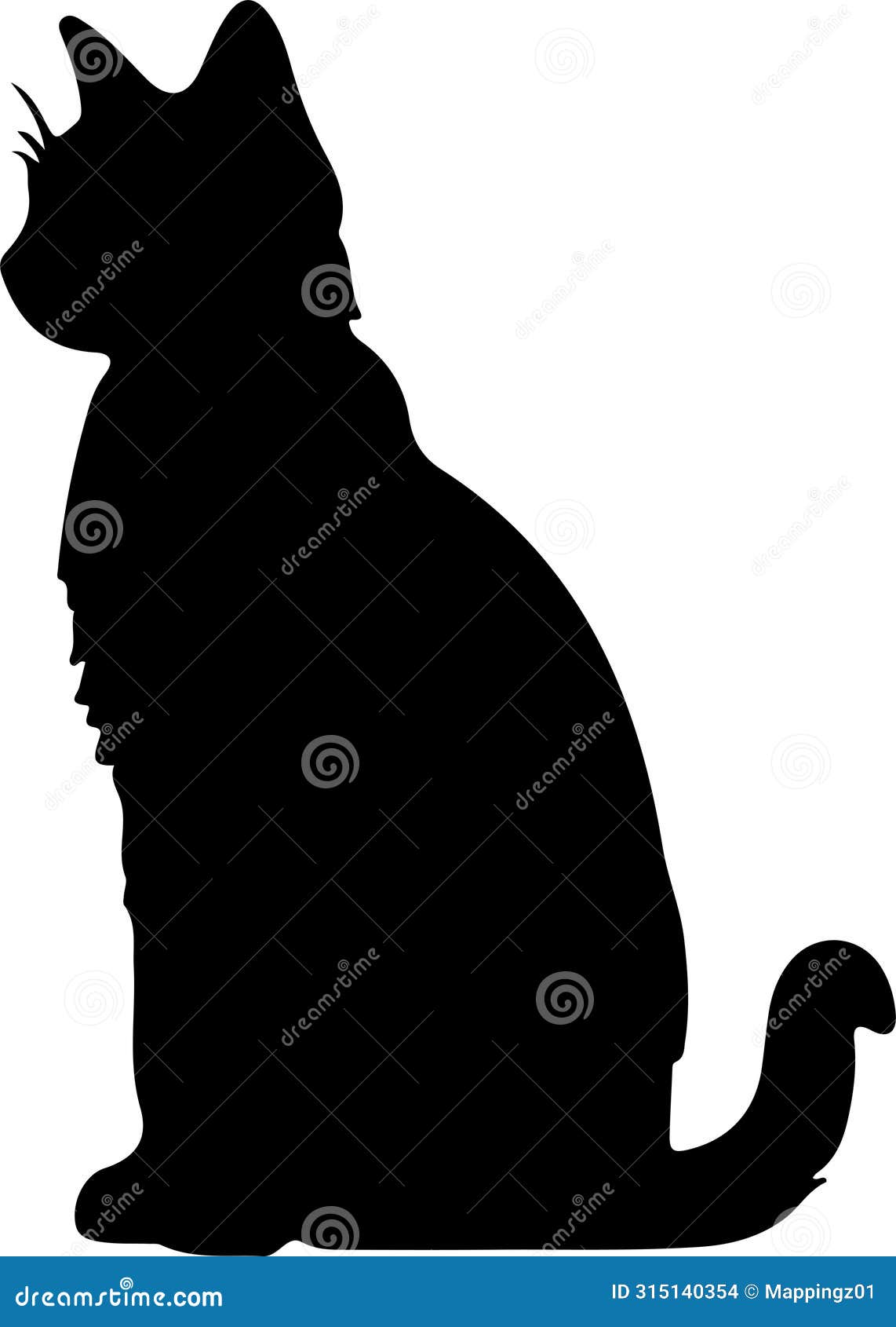Highlander Cat Black Silhouette Generative Ai Stock Vector ...