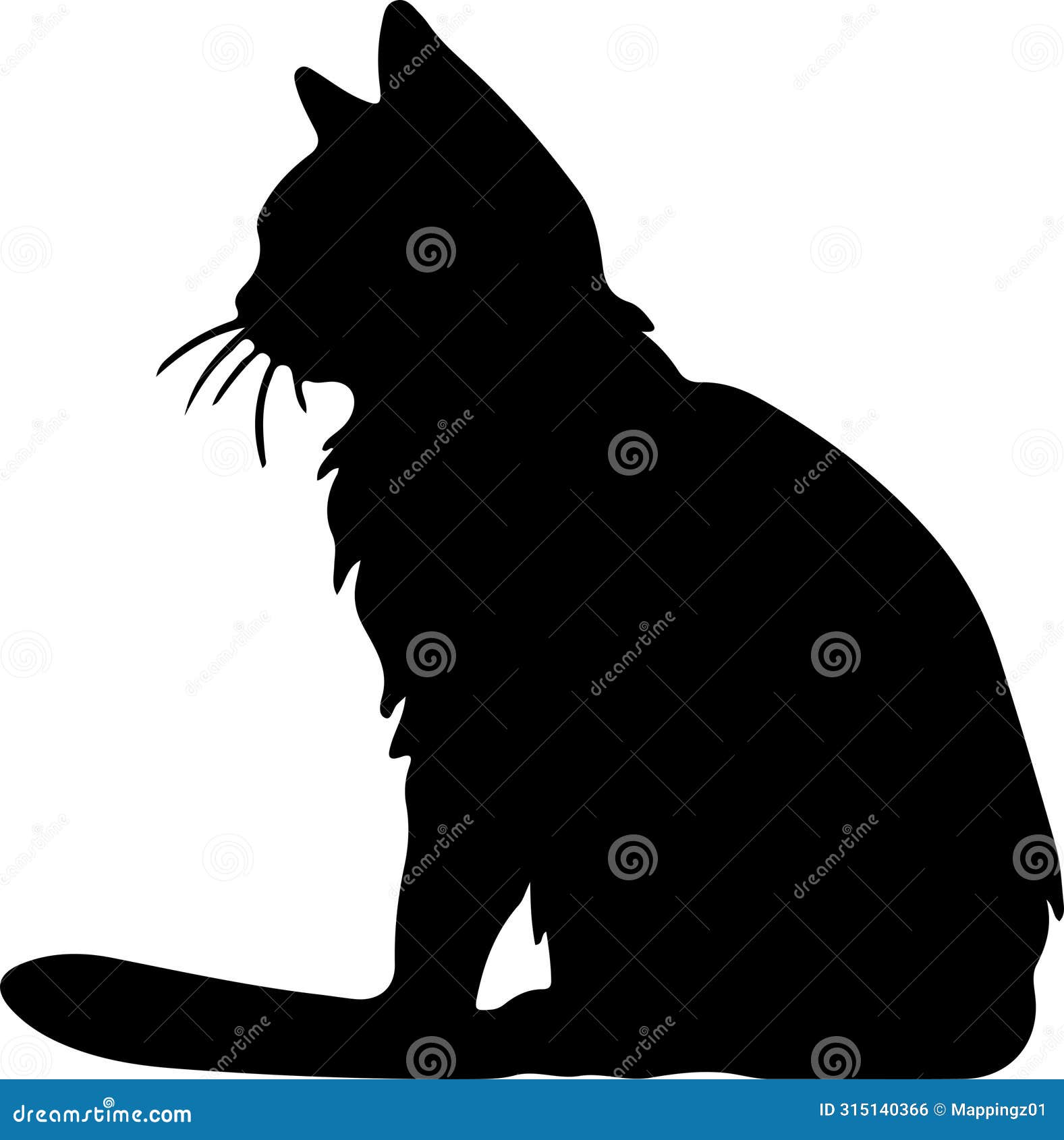 Highlander Cat Black Silhouette Generative Ai Stock Vector ...