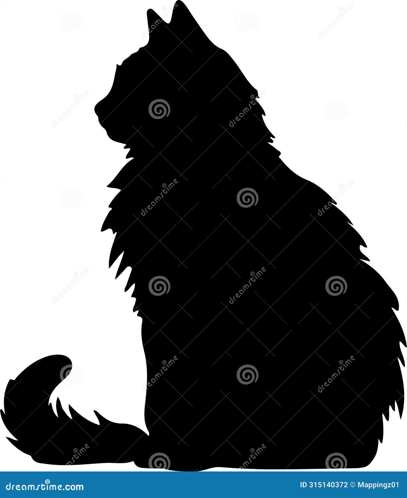Highlander Cat Black Silhouette Generative Ai Stock Vector ...