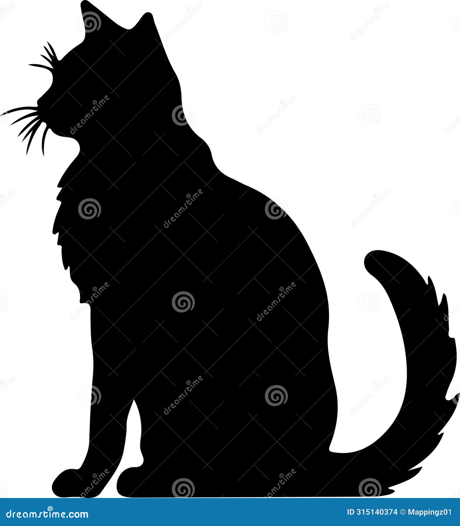 Highlander Cat Black Silhouette Generative Ai Vector Illustration ...