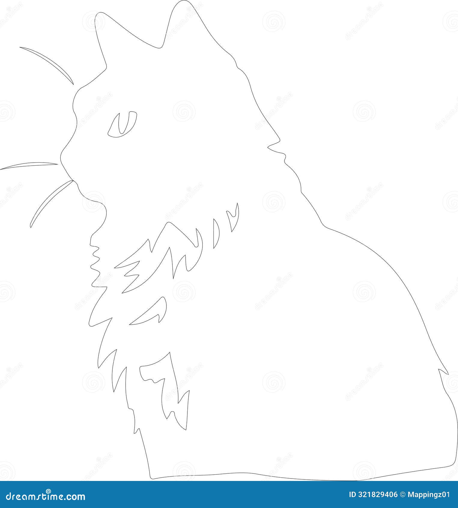Highlander Cat Outline Outline Silhouette Generative Ai Vector ...
