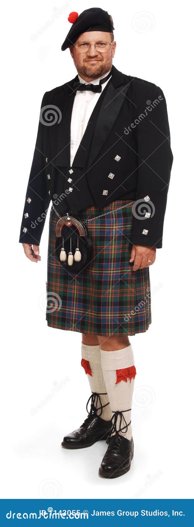 Highlander in Kilt on White Stock Image - Image of traditional ...