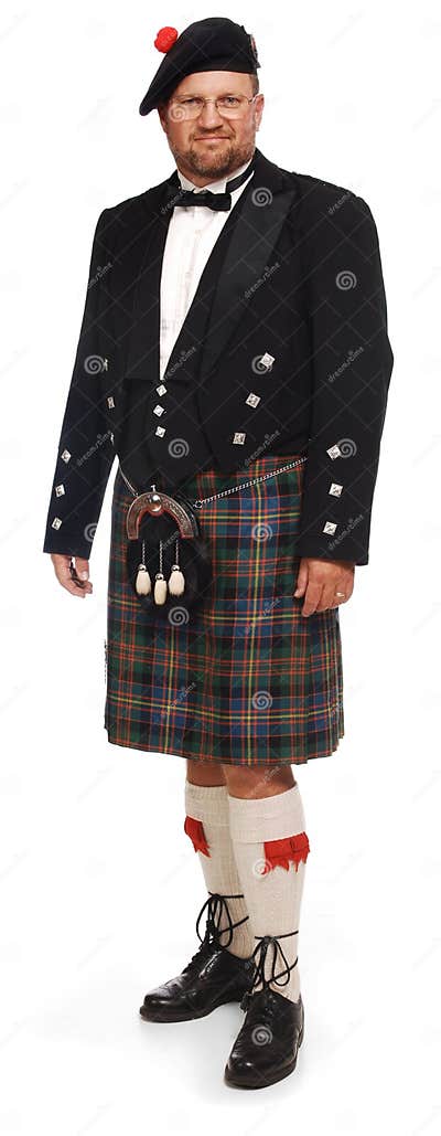 Highlander in Kilt on White Stock Image - Image of traditional ...