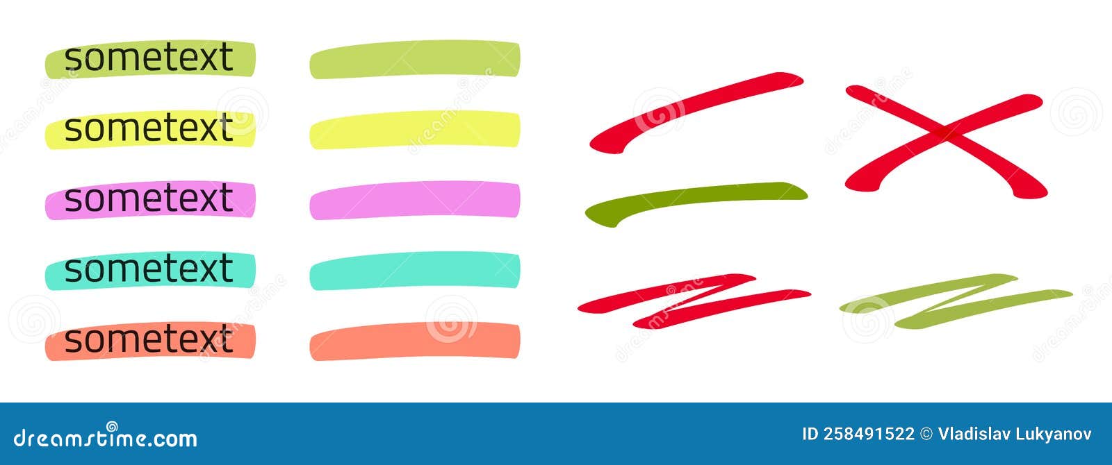 Highlight Emphasize Text Marker Brush Vector Element or Felt Tip Pen ...