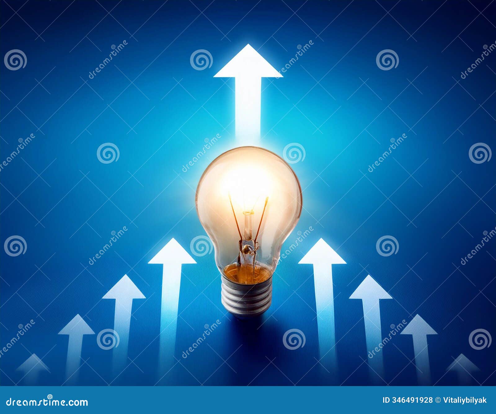 Highlight a Lightbulb Surrounded by Arrows Pointing Outward ...