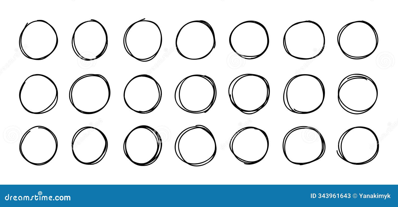 Highlight Round Doodle Circle Frames Set. Marker Pencil Lines. Round ...