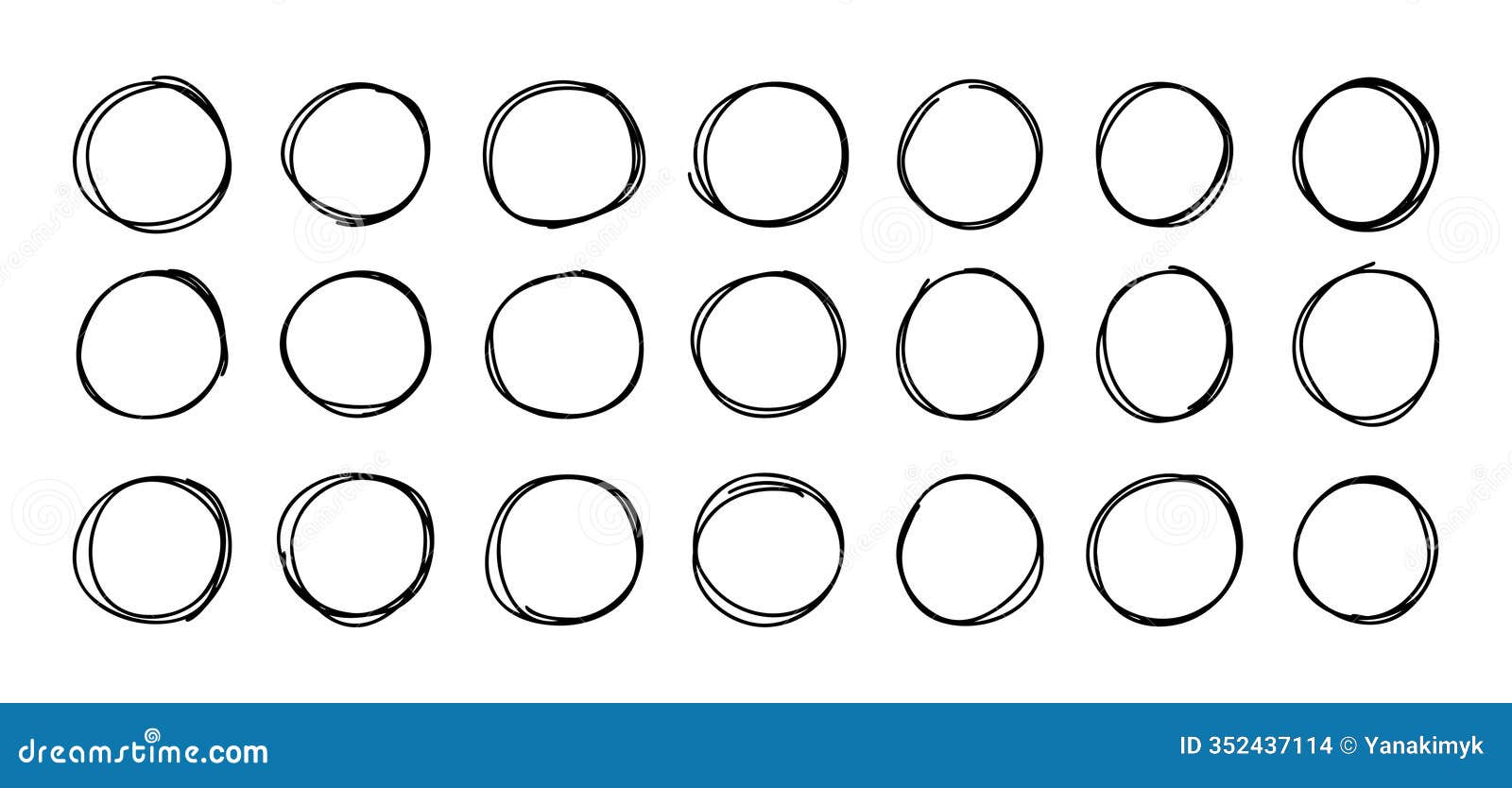 Highlight Round Doodle Circle Frames Set. Marker Pencil Lines. Round ...