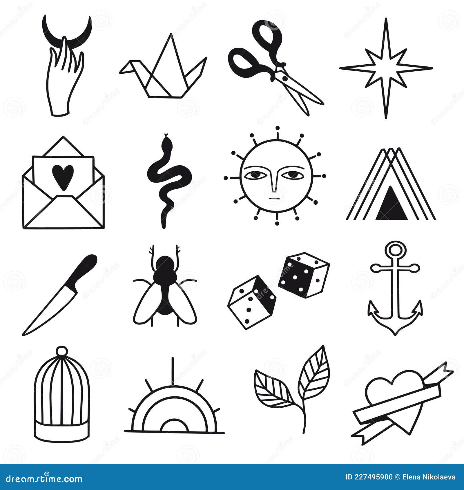 Highlight Set. Various Simple, Cute Outline Elements Stock Vector ...