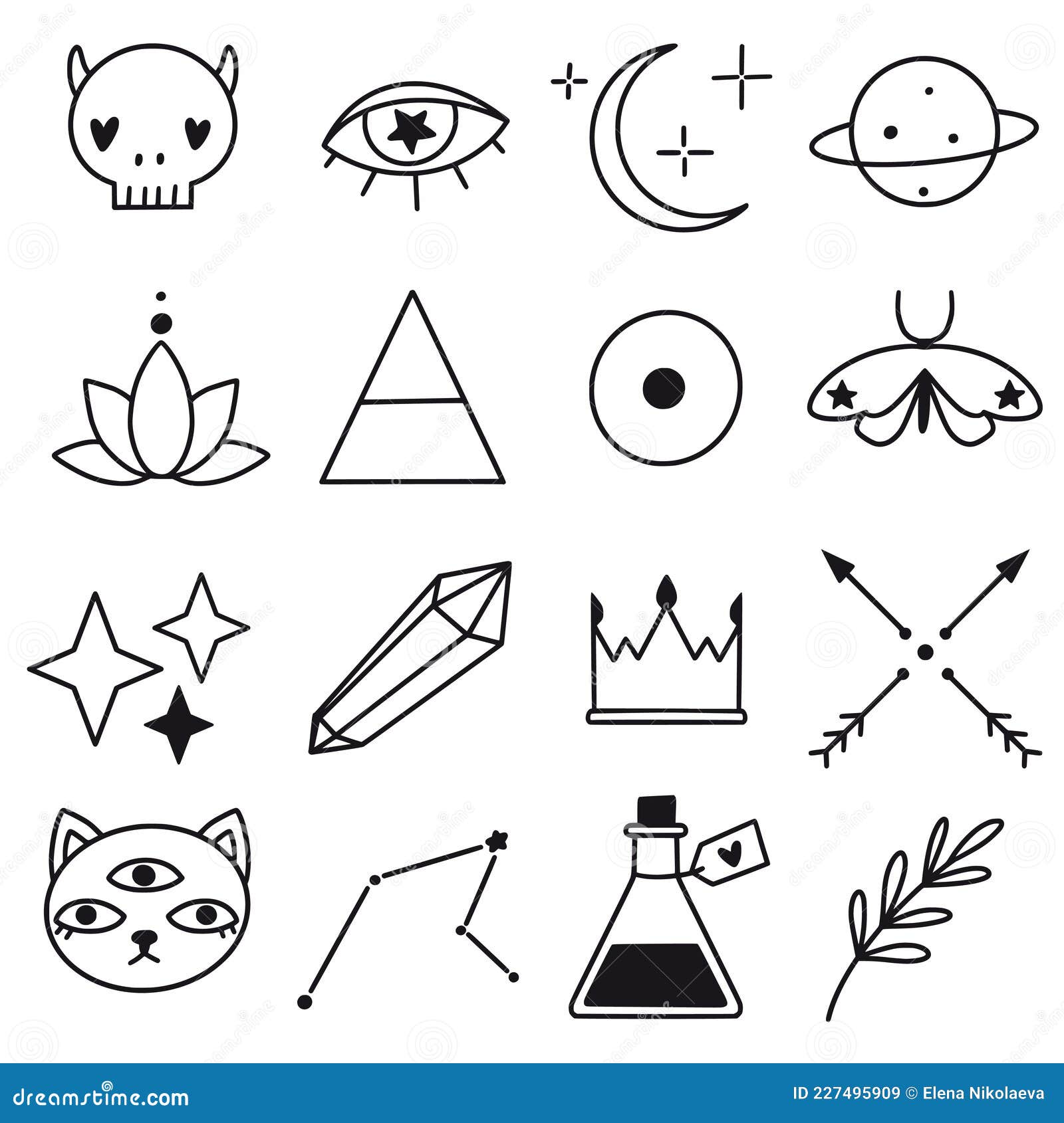 Highlight Set. Various Simple, Cute Outline Elements Stock Vector ...
