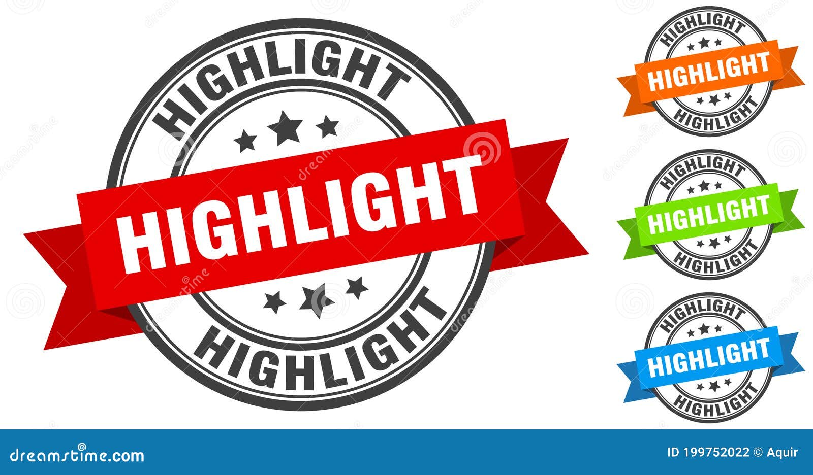 Highlight Stamp. Round Band Sign Set. Label Stock Vector - Illustration ...