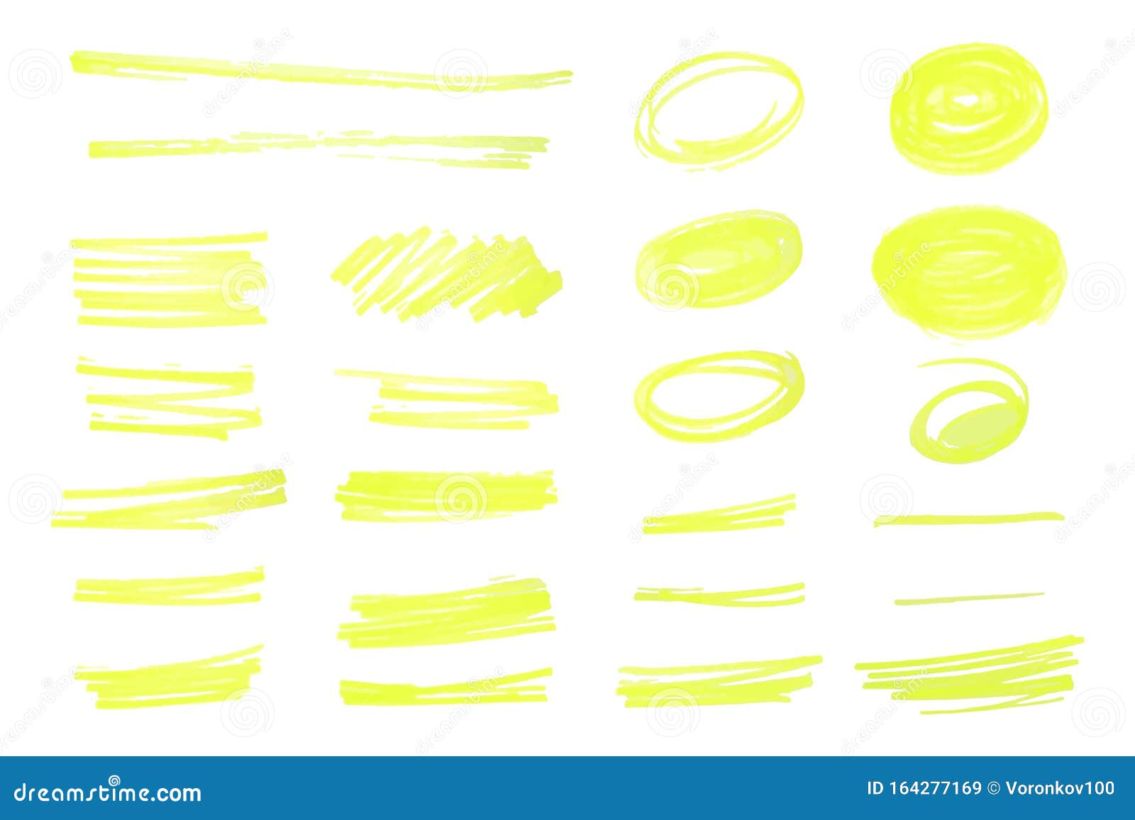 Highlight. Vector Yellow Marker Lines Strokes Design Elements. Objects ...