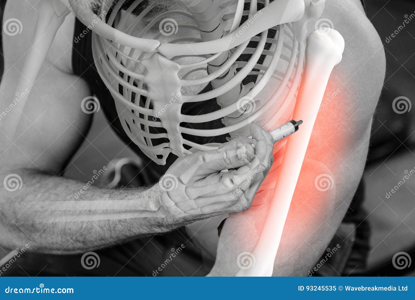 Highlighted Arm of Strong Man Injecting Anabolic Steroid at Gym Stock ...