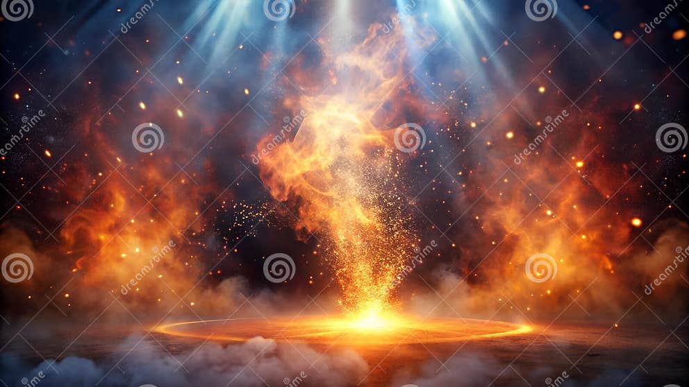 Highlighted Background with Smoke and Ember Textures Using Spotlight ...