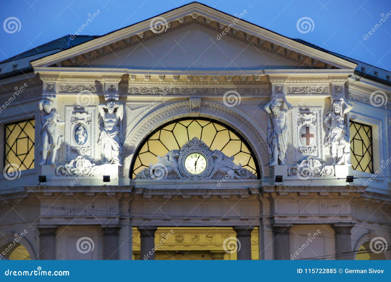 Highlighted Bas-reliefs on the Facade. Stock Image - Image of culture ...