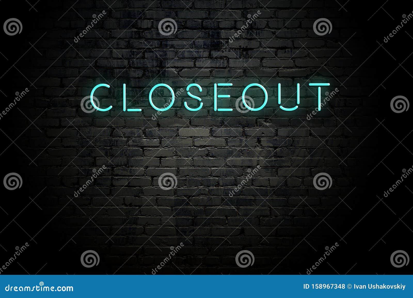 Highlighted Brick Wall with Neon Inscription Closeout Stock ...