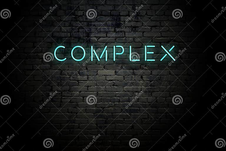 Highlighted Brick Wall with Neon Inscription Complex Stock Illustration ...