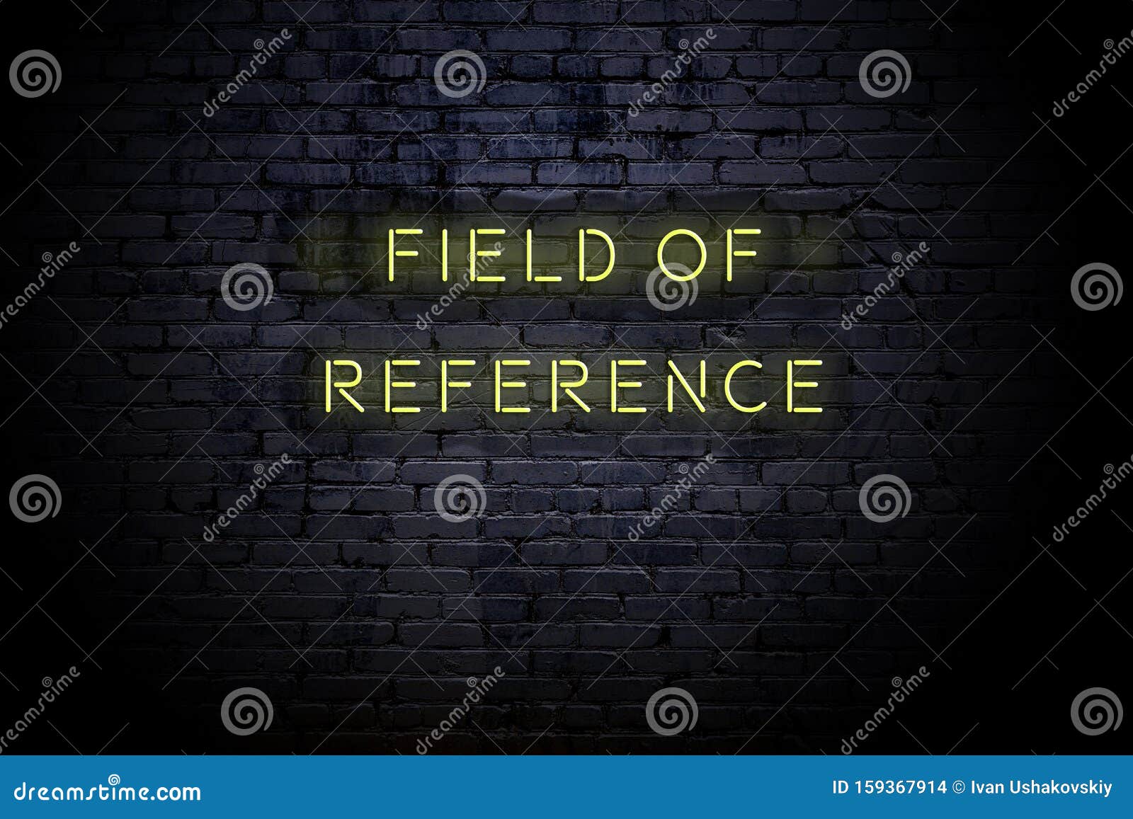 Highlighted Brick Wall with Neon Inscription Field of Reference Stock ...