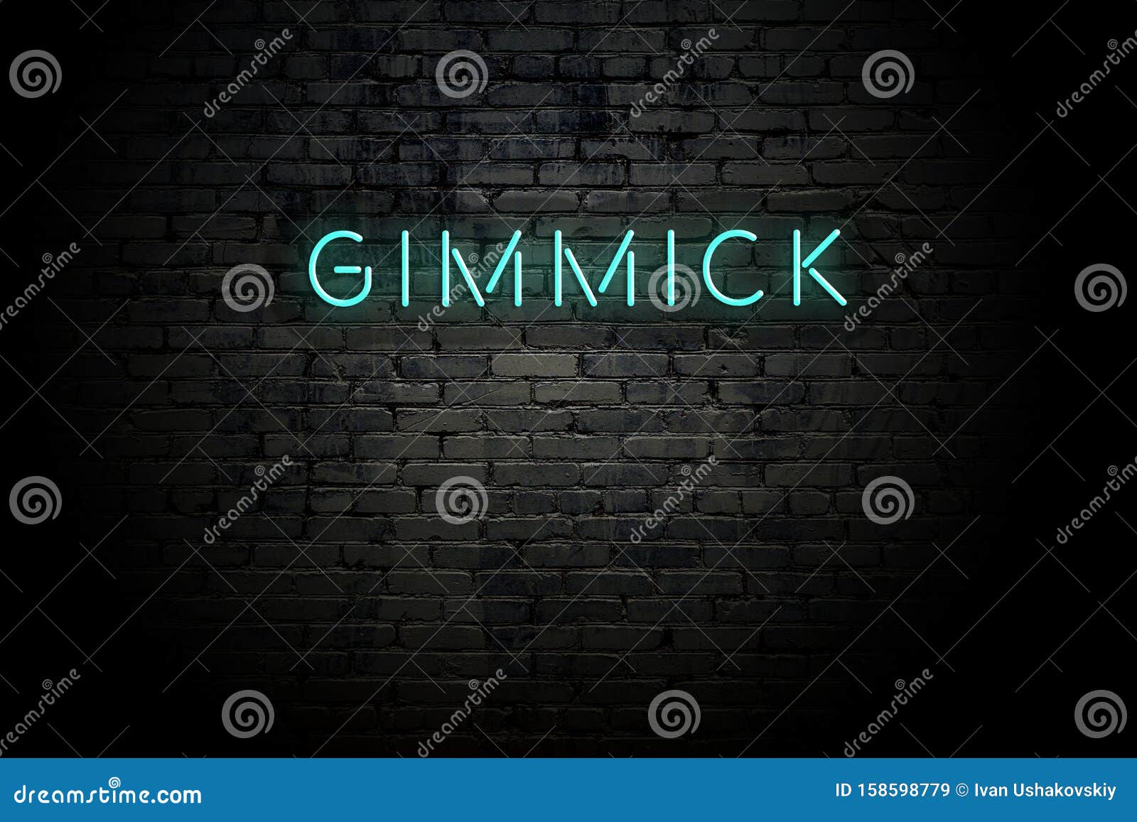Highlighted Brick Wall with Neon Inscription Gimmick Stock Illustration ...