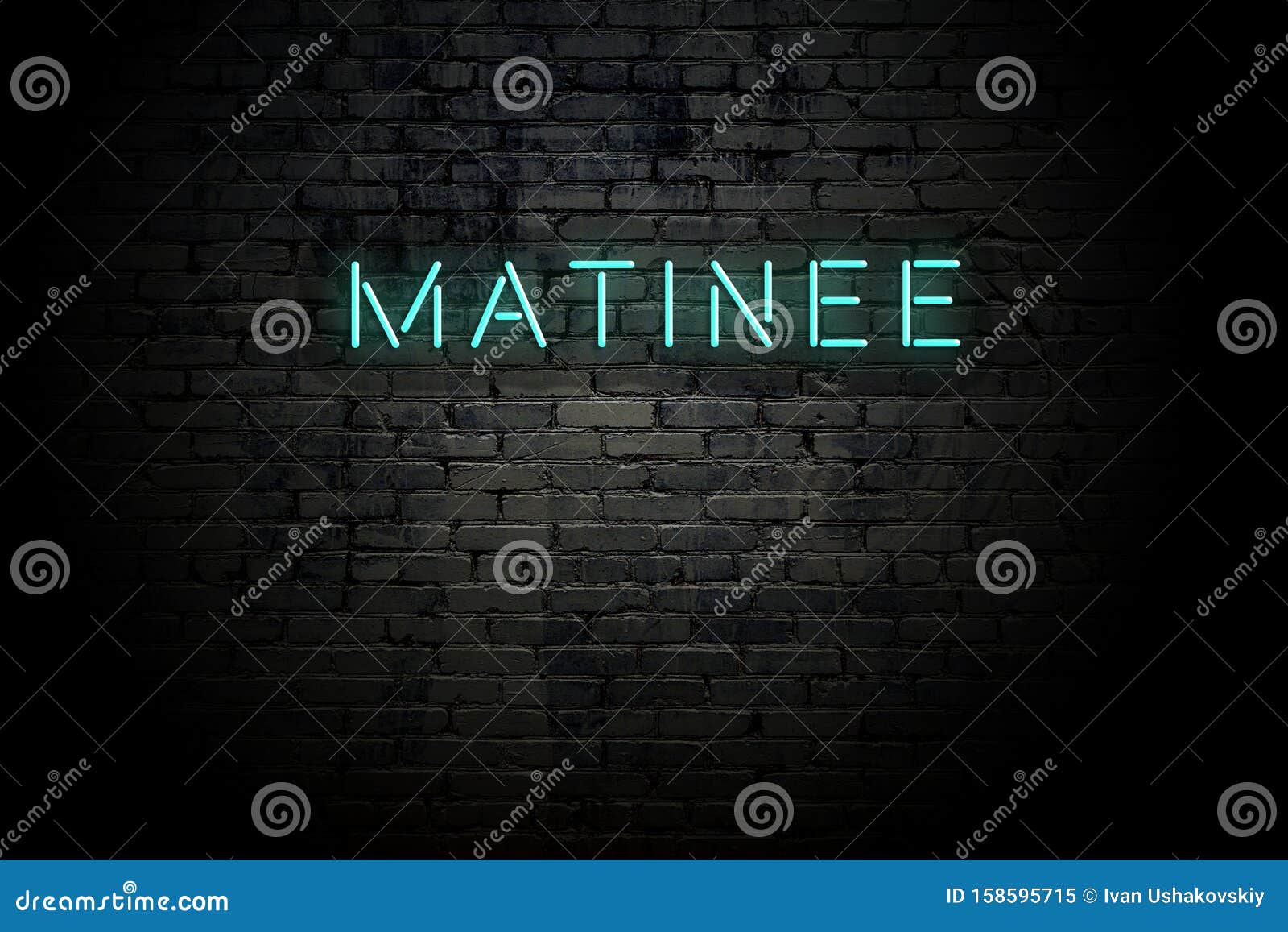 Highlighted Brick Wall with Neon Inscription Matinee Stock Illustration ...