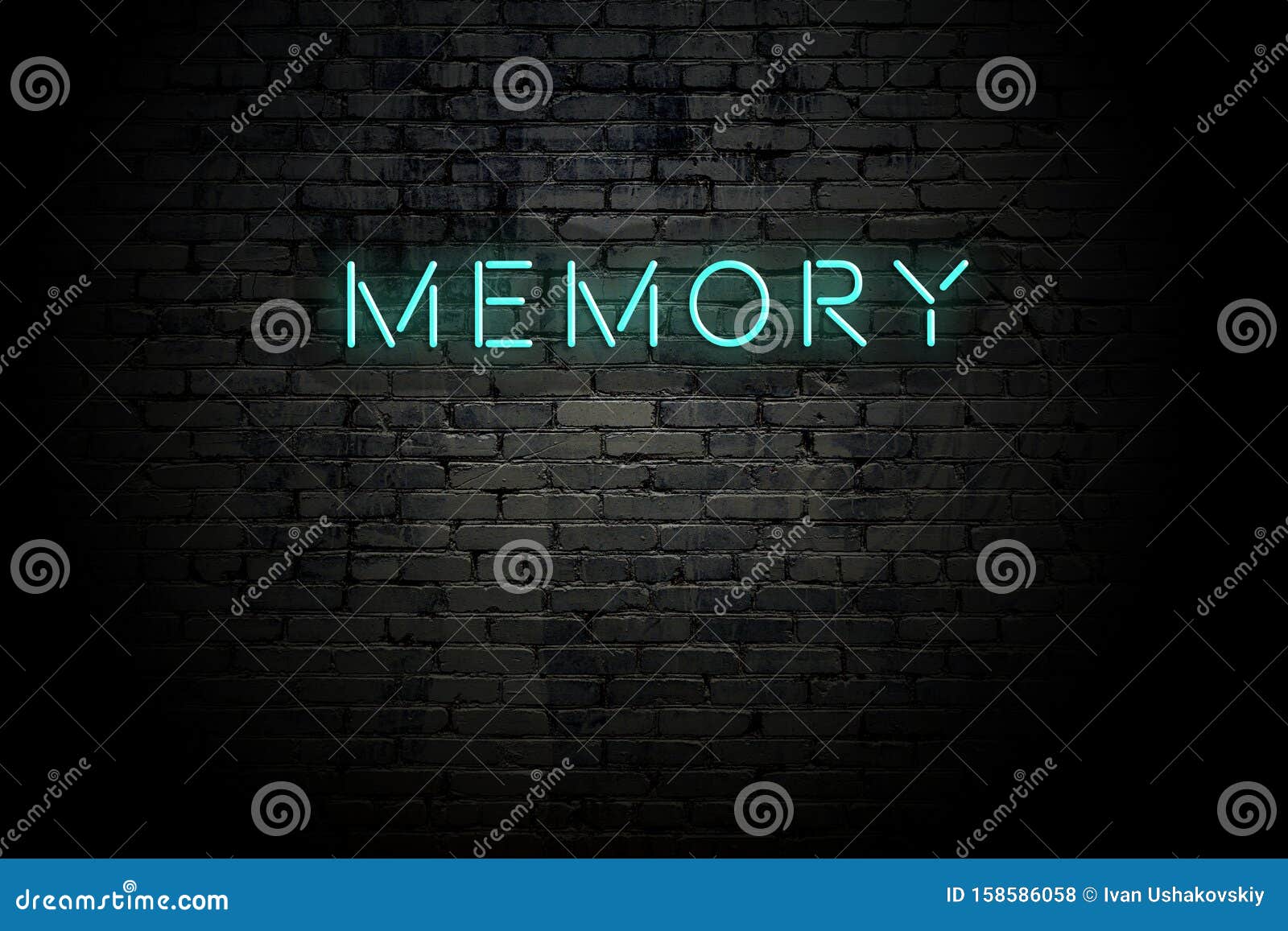 Highlighted Brick Wall with Neon Inscription Memory Stock Illustration ...