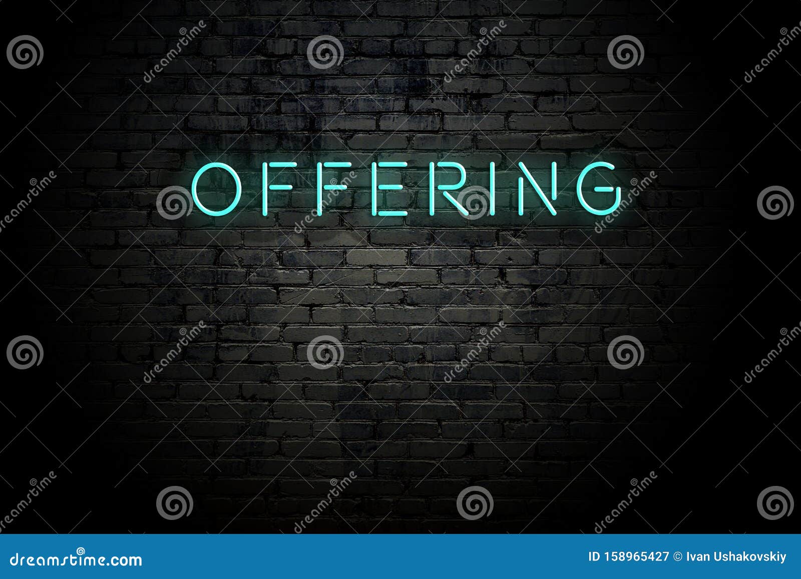 Highlighted Brick Wall with Neon Inscription Offering Stock ...