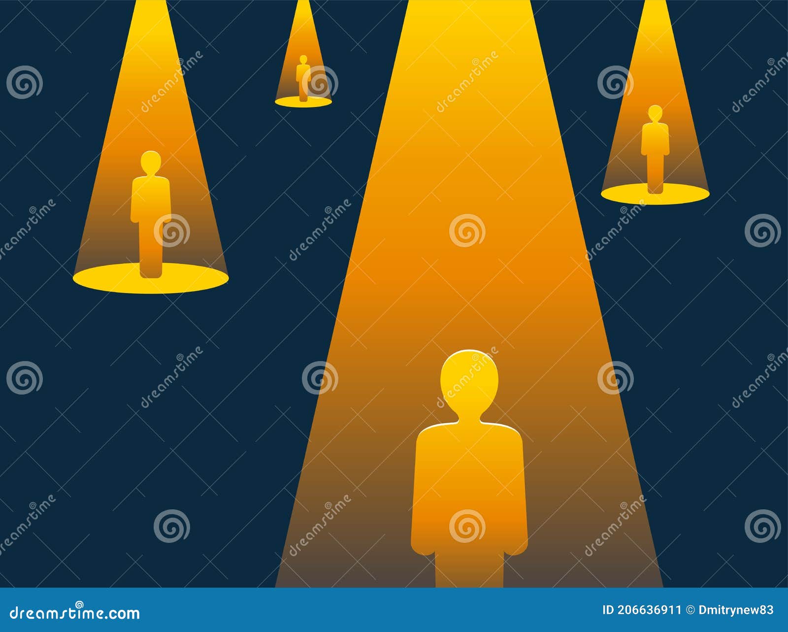 People Row With Highlighted Selected One Vector Illustration ...