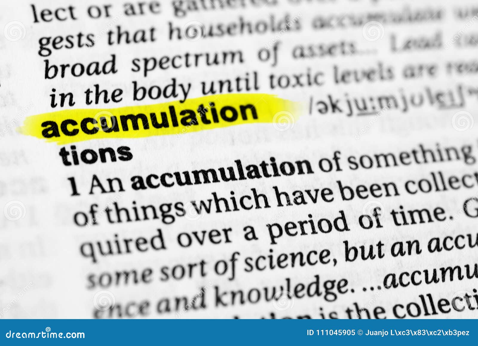 Highlighted English Word `accumulation` and Its Definition in the ...