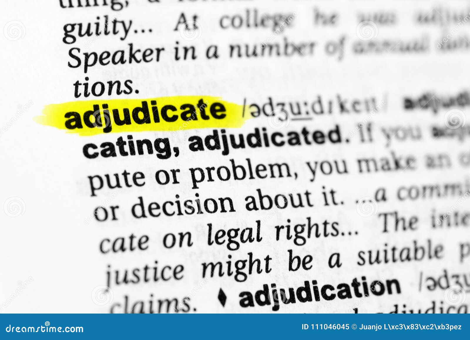 Highlighted English Word `adjudicate` and Its Definition in the ...