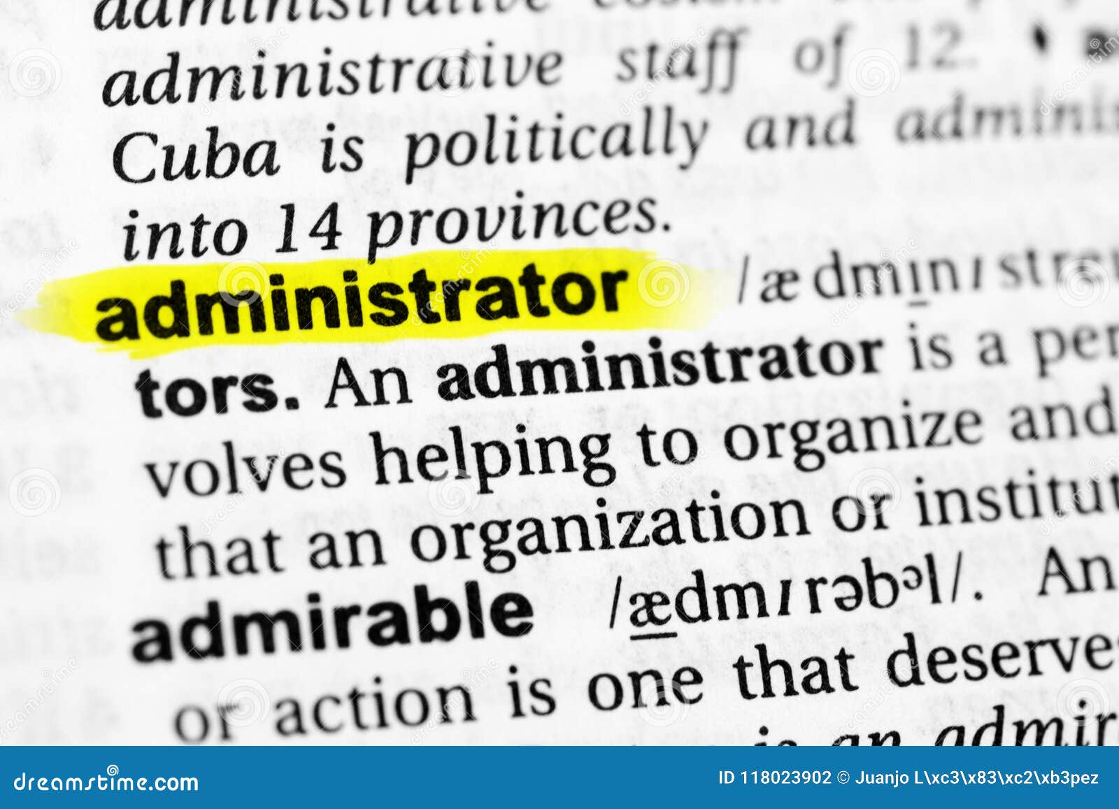 Highlighted English Word Administrator and Its Definition in the ... Highlighted English Word Administrator and Its Definition in the ...