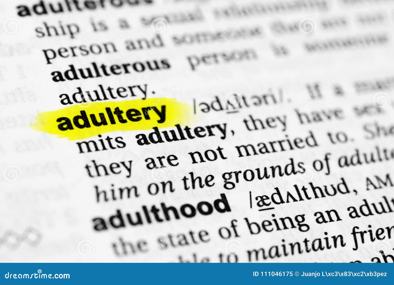 Highlighted English Word `adultery` and Its Definition in the ... Highlighted English Word `adultery` and Its Definition in the ...