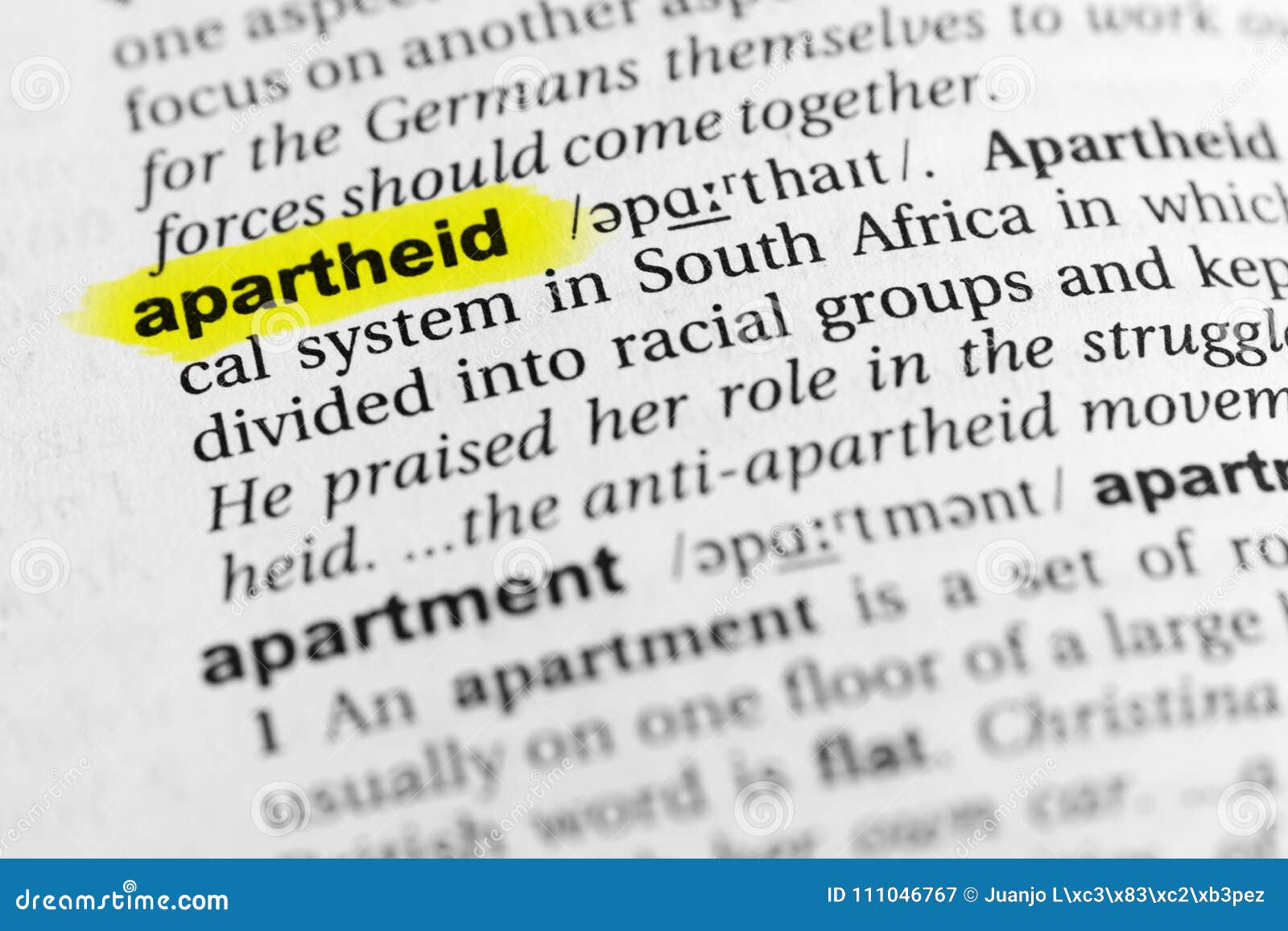 Highlighted English Word `apartheid` and Its Definition in the ...