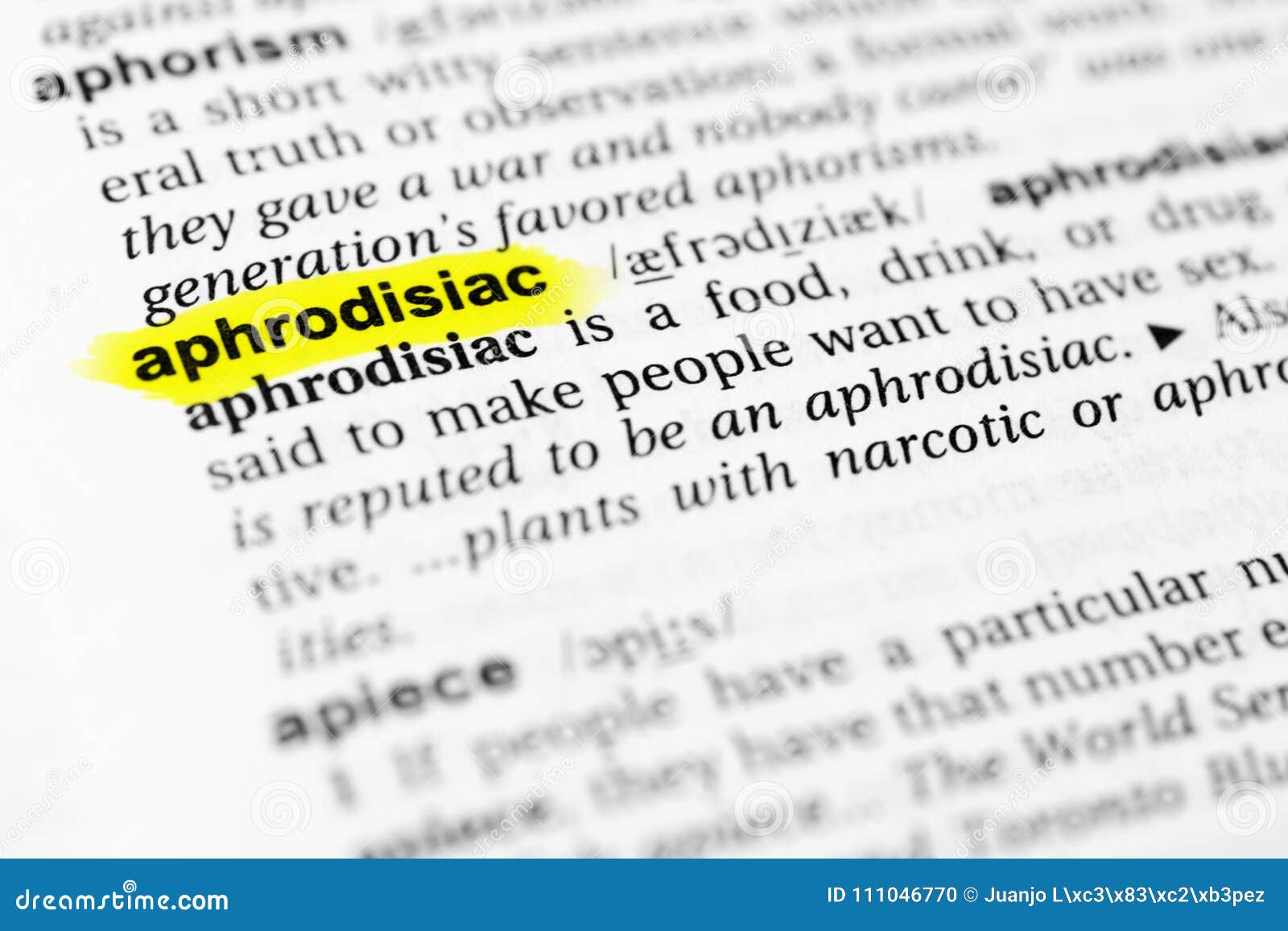 Highlighted English Word `aphrodisiac` And Its Definition In The