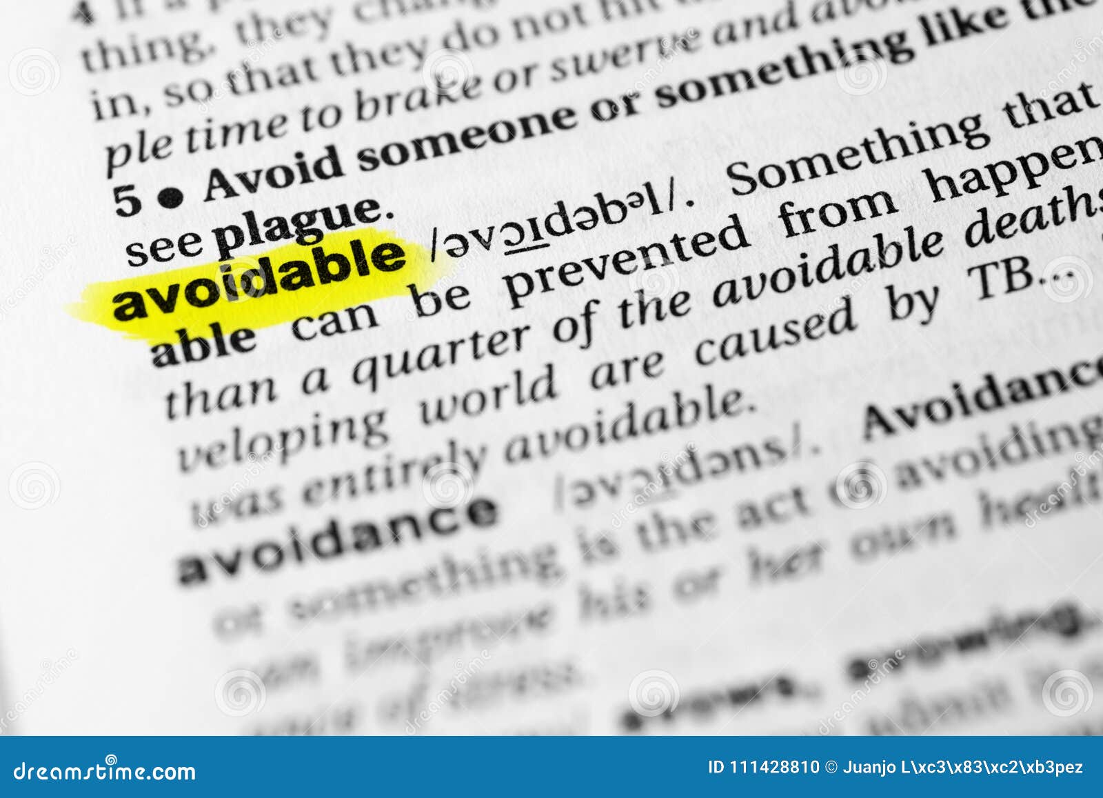 Highlighted English Word `avoidable` and Its Definition in the ... Highlighted English Word `avoidable` and Its Definition in the ...