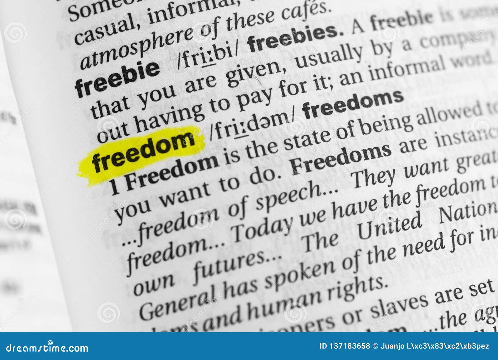 Highlighted English Word Freedom and Its Definition at the Dictionary ... Highlighted English Word Freedom and Its Definition at the Dictionary ...