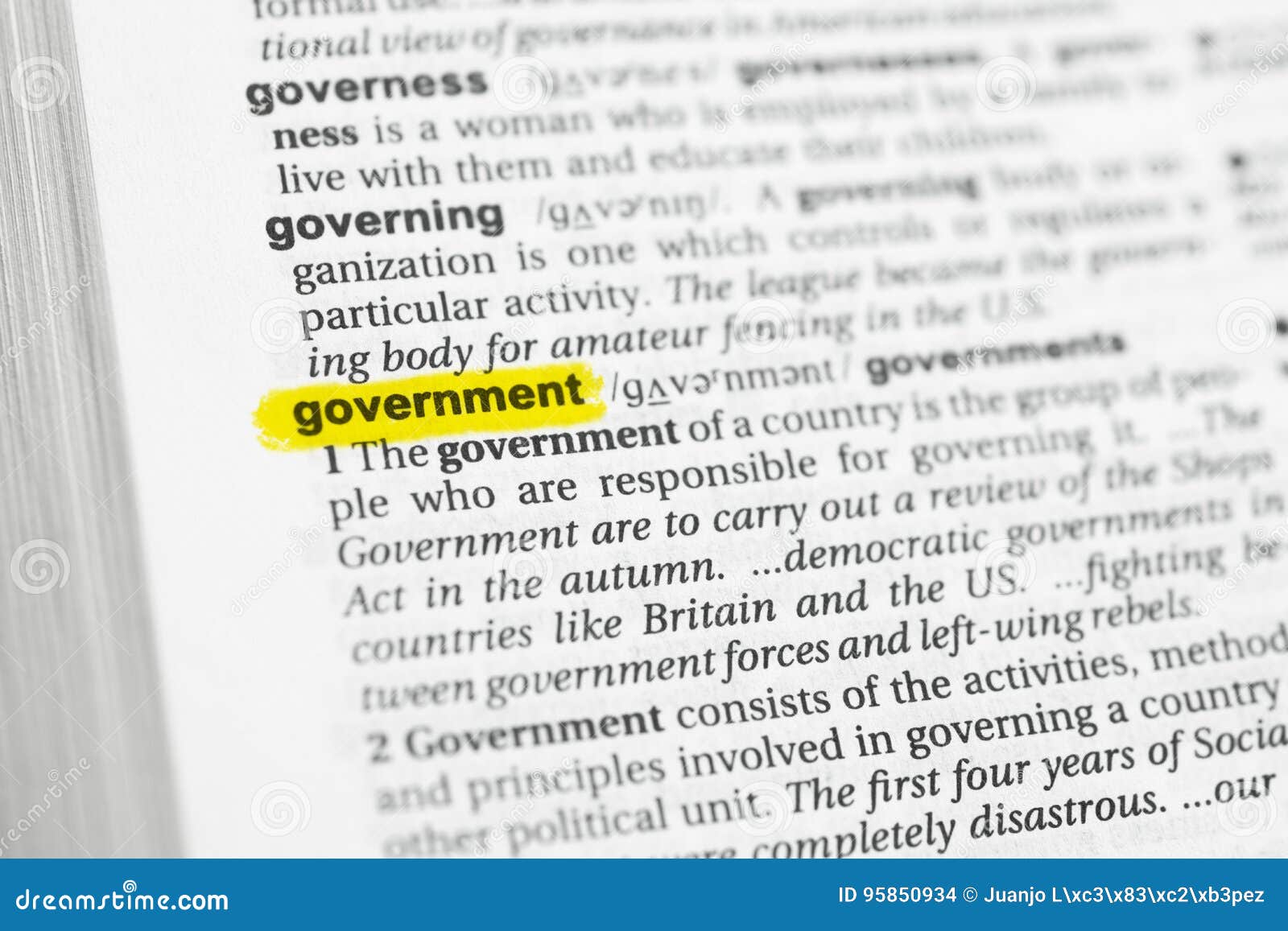 Highlighted English Word & X22;government& X22; and Its Definition at ...