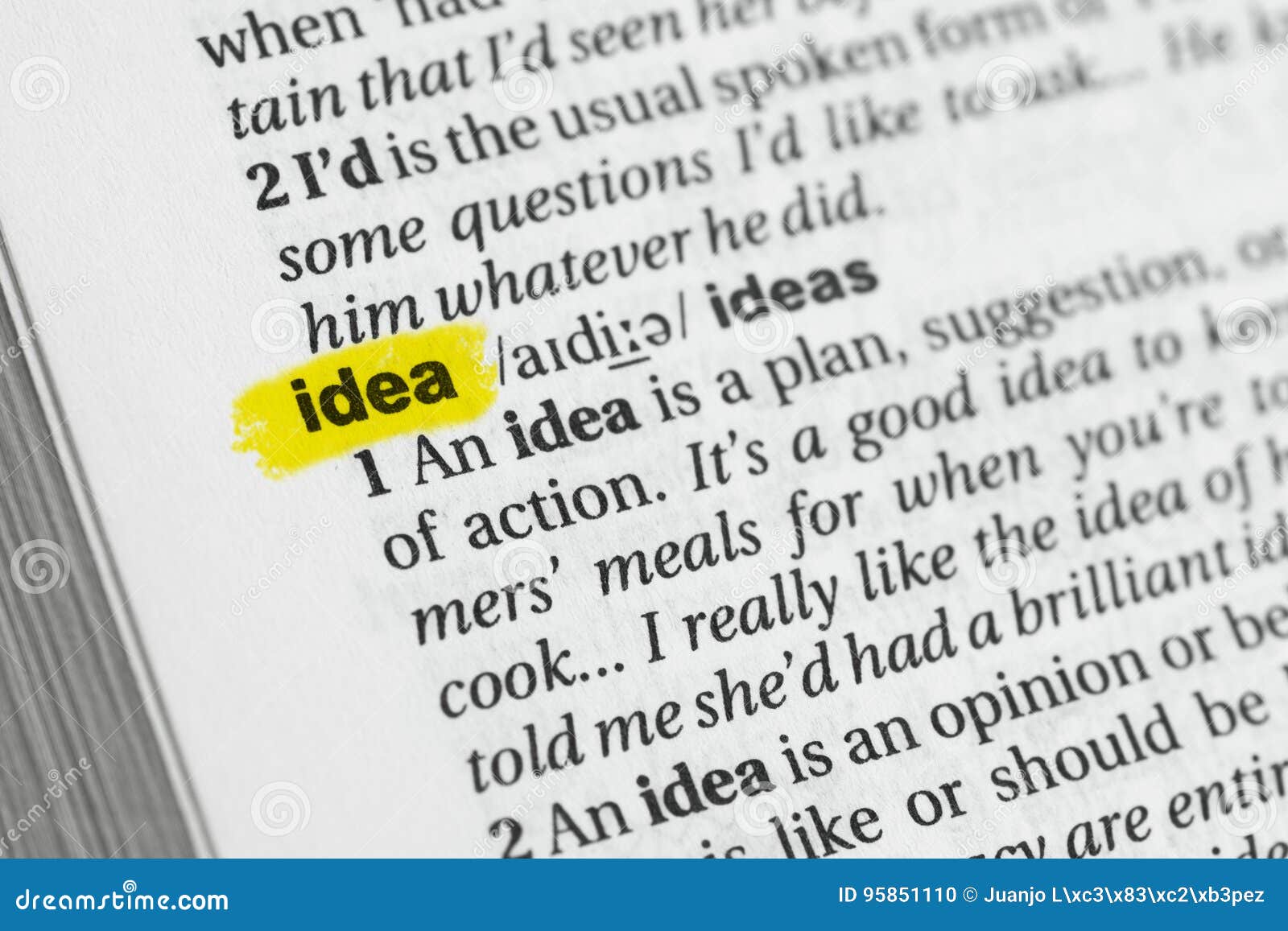 Highlighted English Word & X22;idea& X22; and Its Definition at the ...