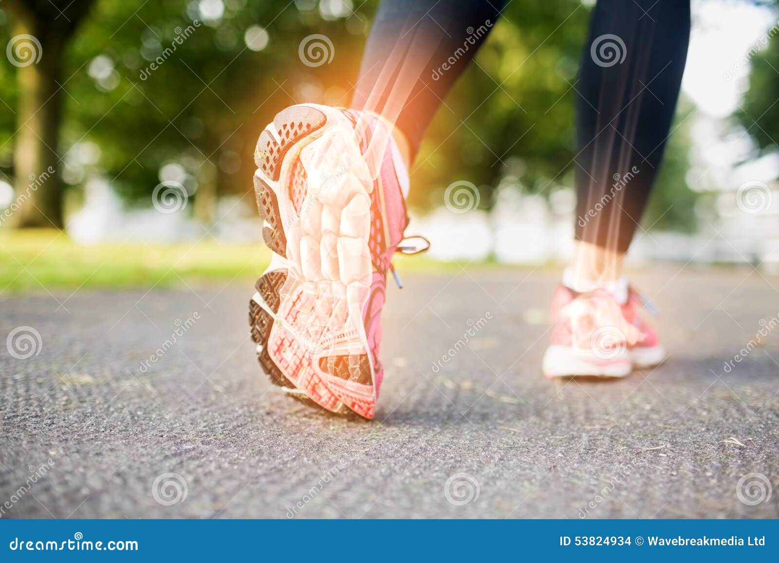Highlighted Foot Bones of Jogging Woman Stock Photo - Image of ...