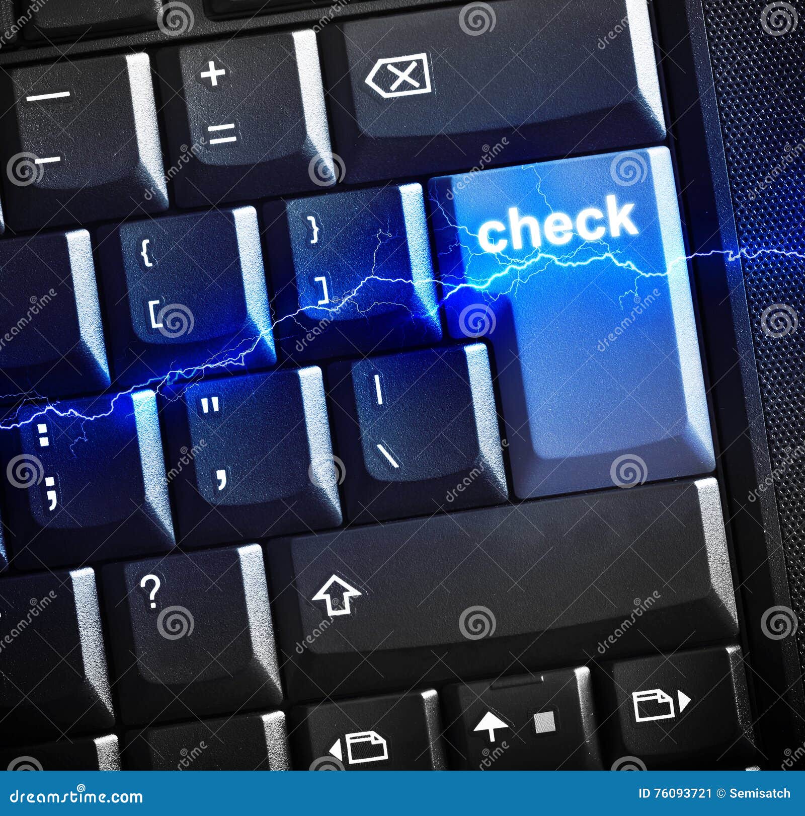 Highlighted Keys with Sign on a Black Keyboard Closeup. Stock ...