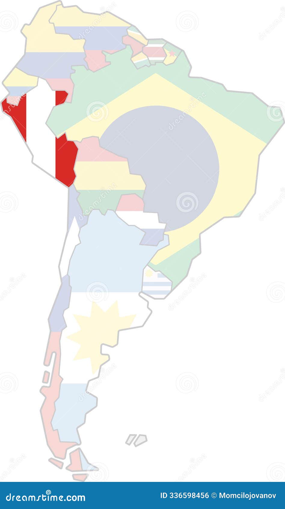 Harta Peruană Din Interiorul Hărții Americii De Sud-Latine Stock Vector ...