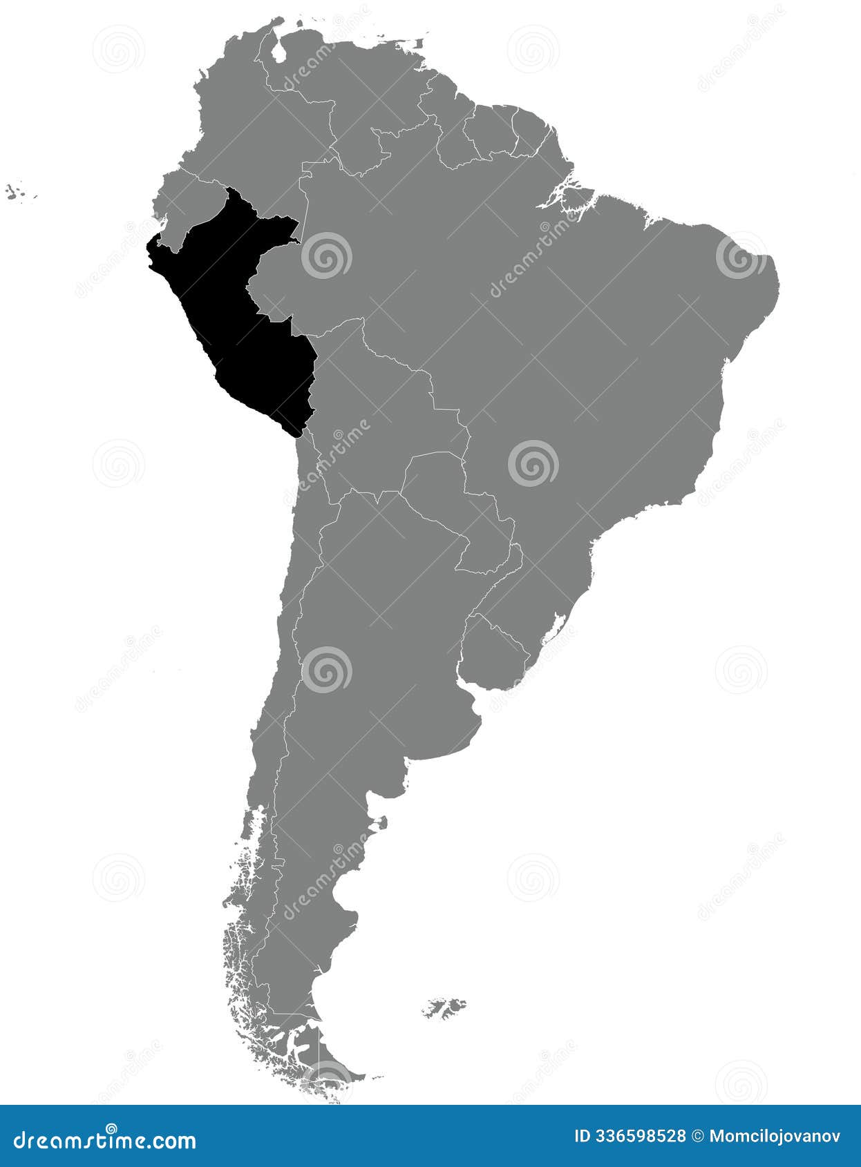 Harta Peruană Din Interiorul Hărții Americii De Sud-Latine Stock Vector ...