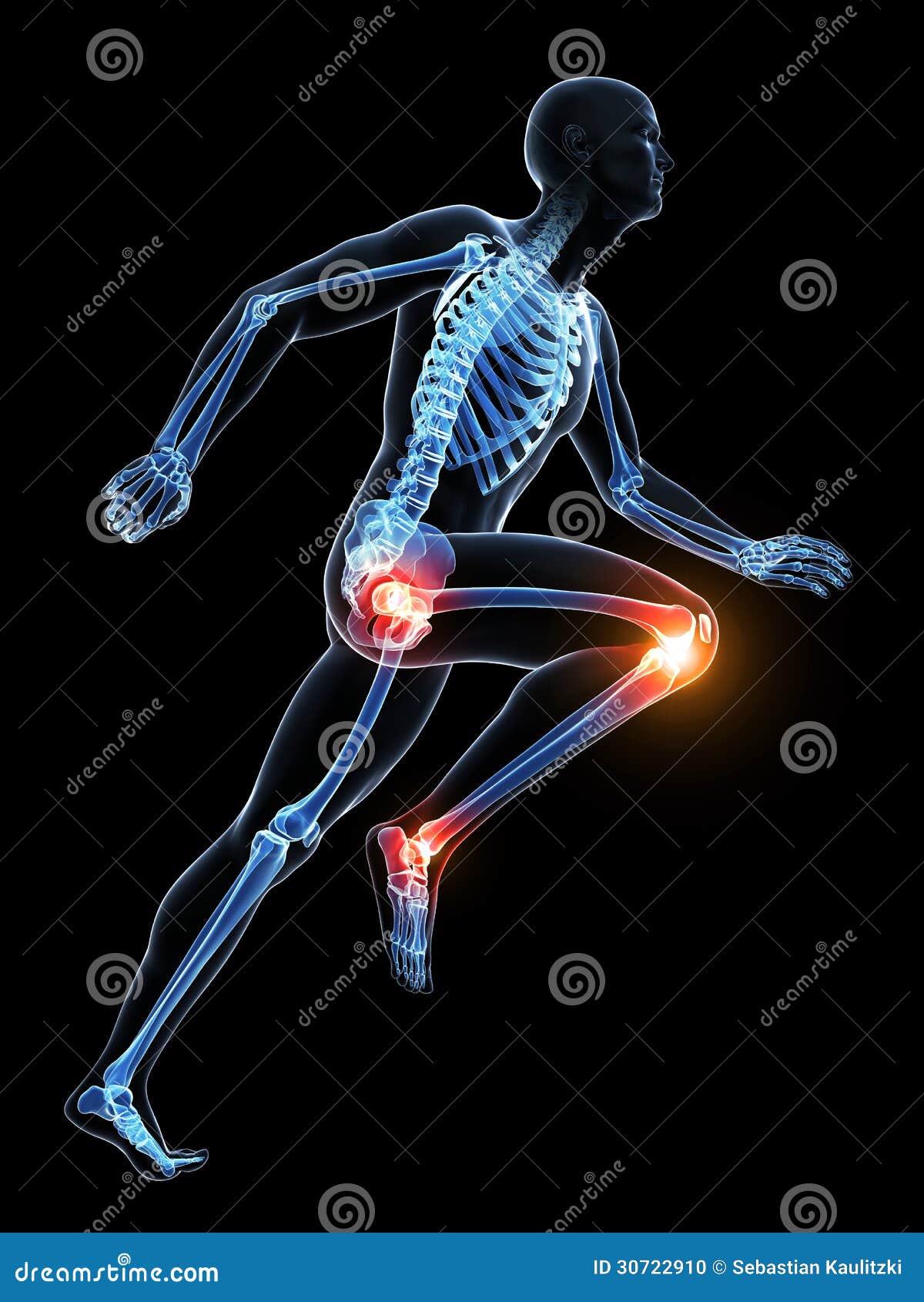 Highlighted runner joints stock illustration. Illustration of athlete ...