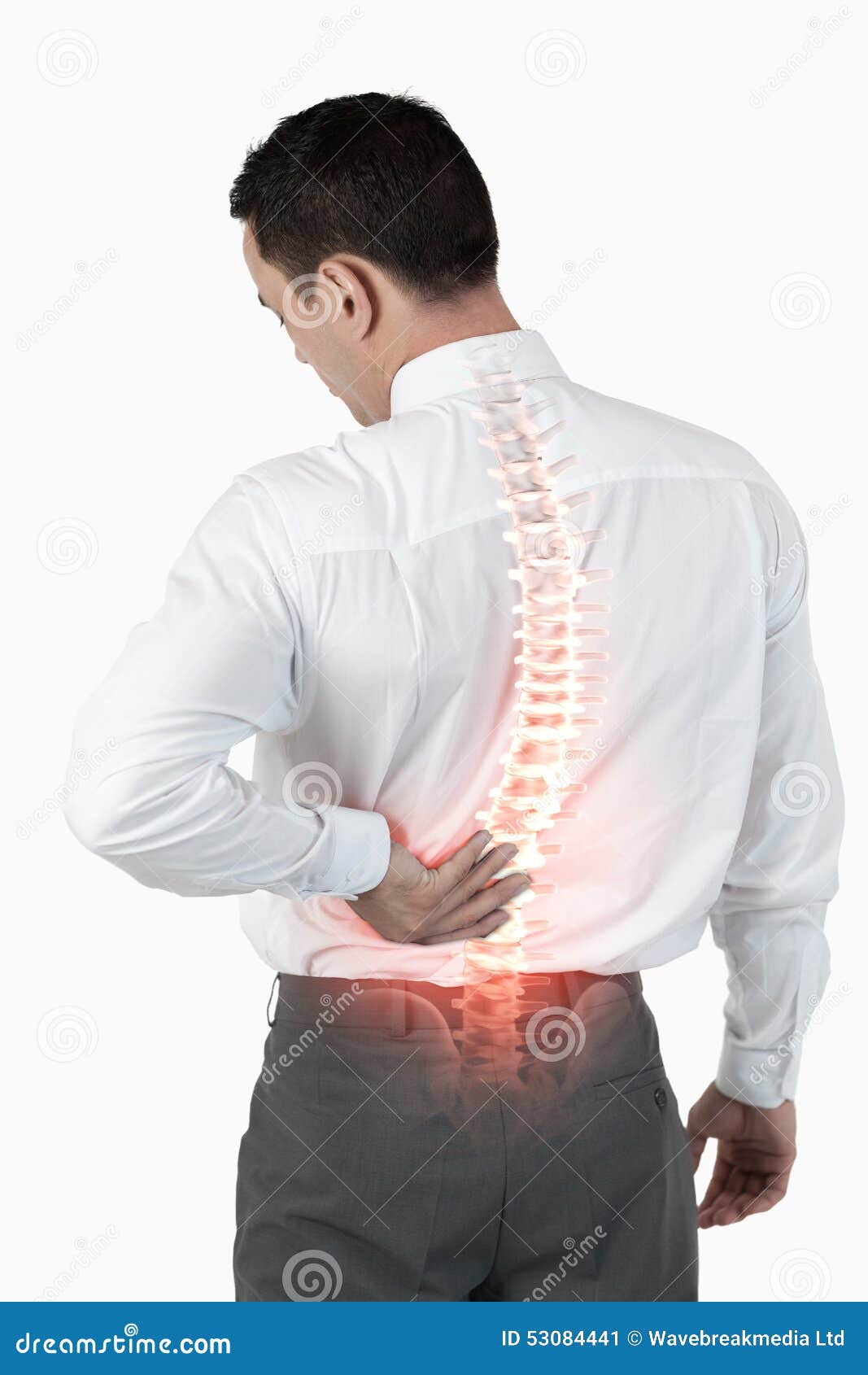Highlighted Spine of Man with Back Pain Stock Image - Image of torso ...