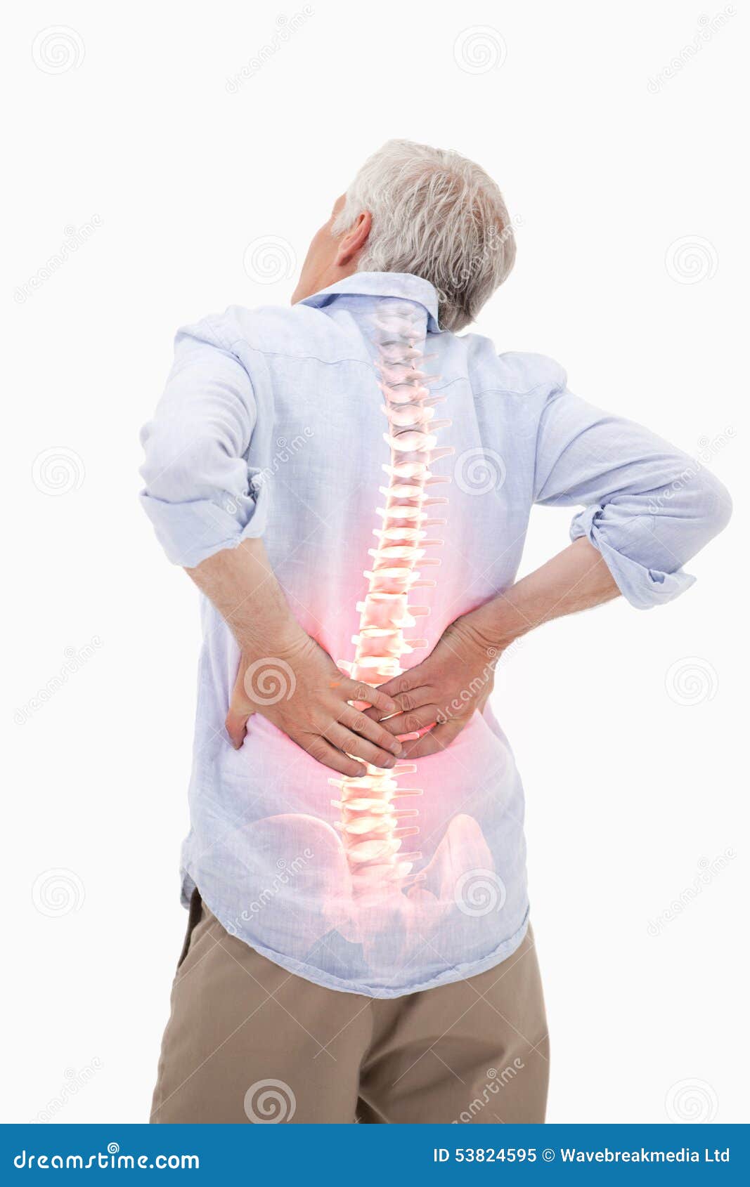 Highlighted Spine of Man with Back Pain Stock Image - Image of ...